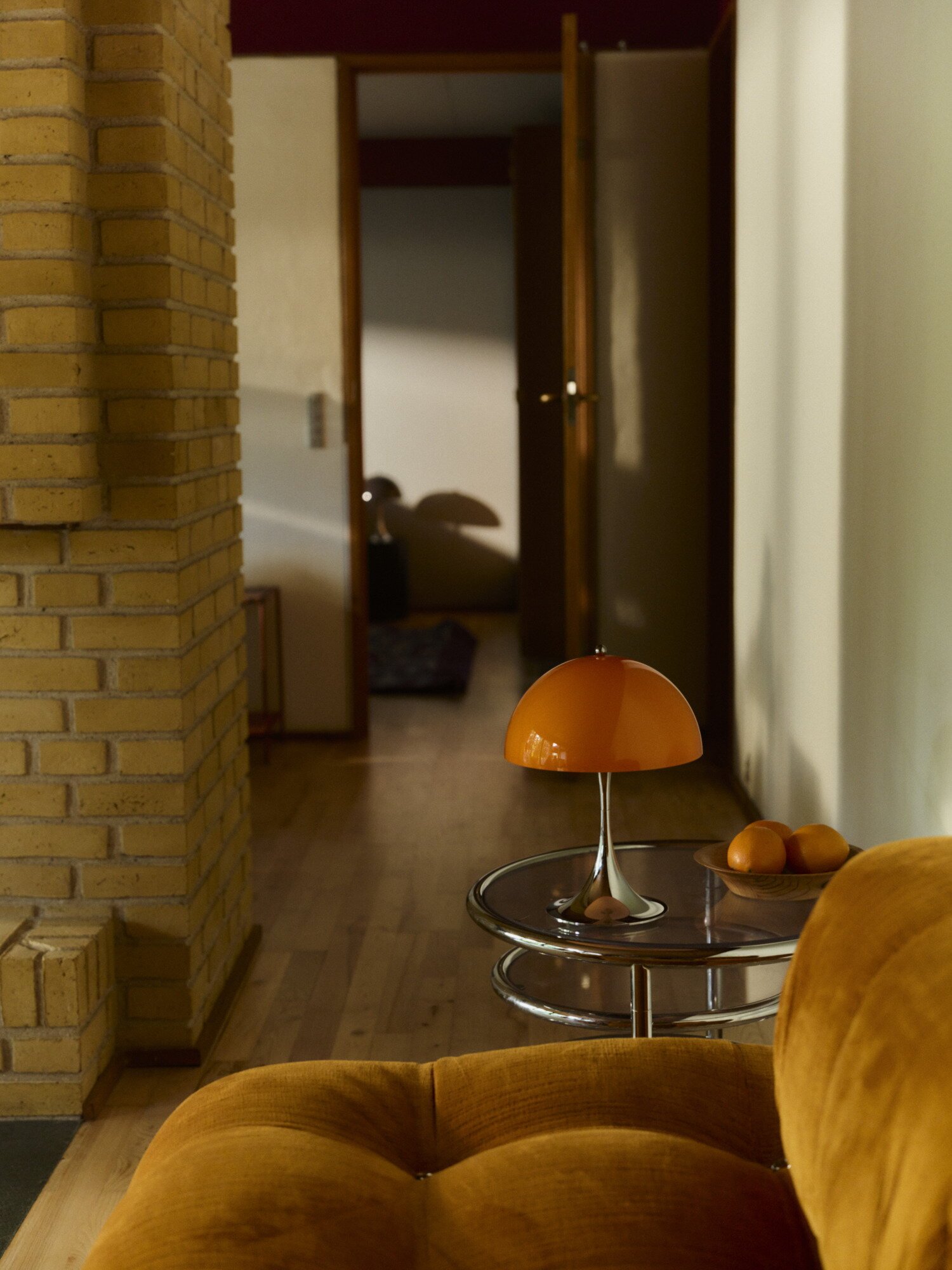 Louis Poulsen Panthella 250 Portable table lamp, opal orange - chrome ...