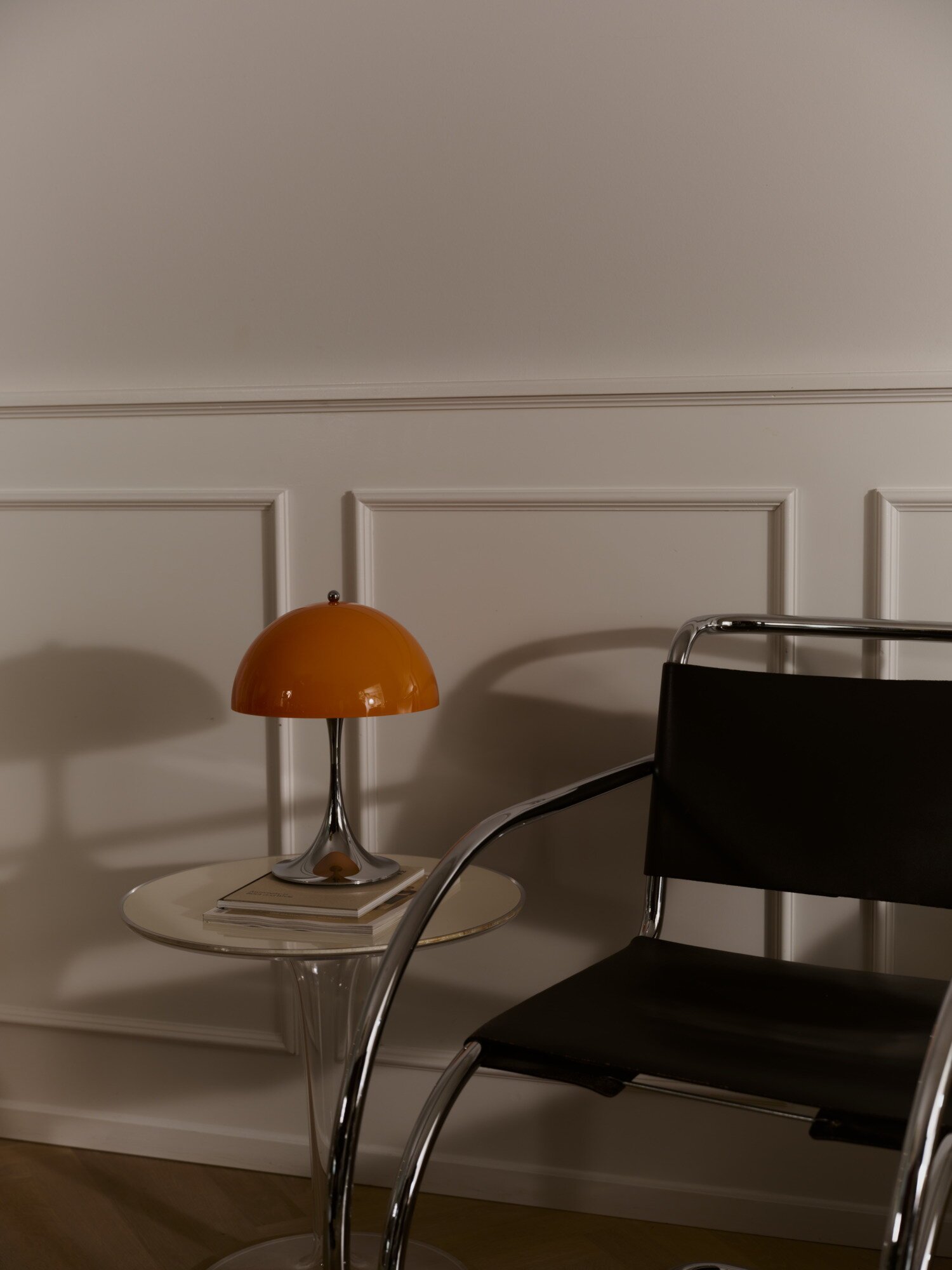 Louis Poulsen Panthella 250 Portable table lamp, opal orange - chrome ...