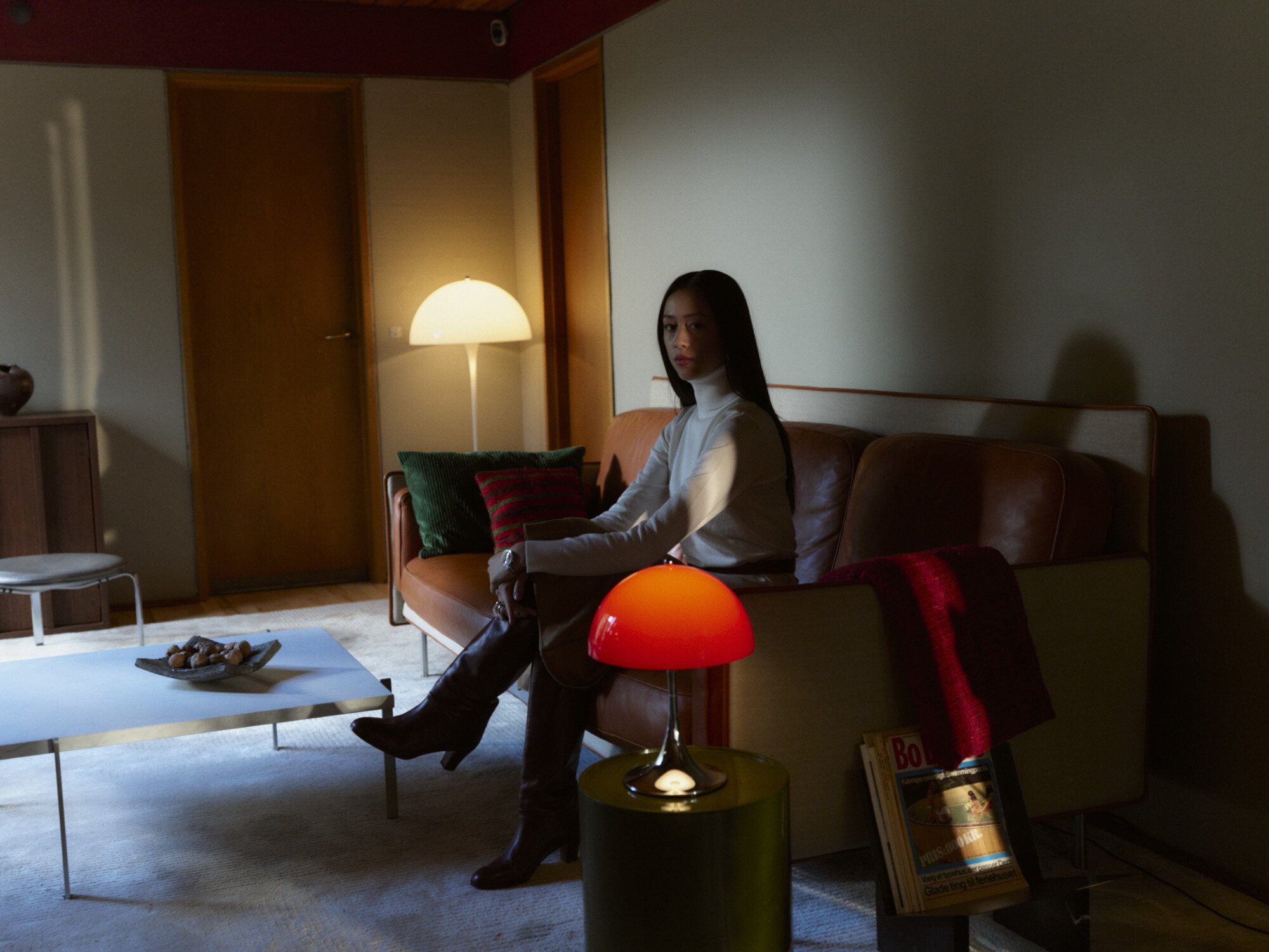 Louis Poulsen Panthella 250 Portable table lamp, opal red - chrome ...