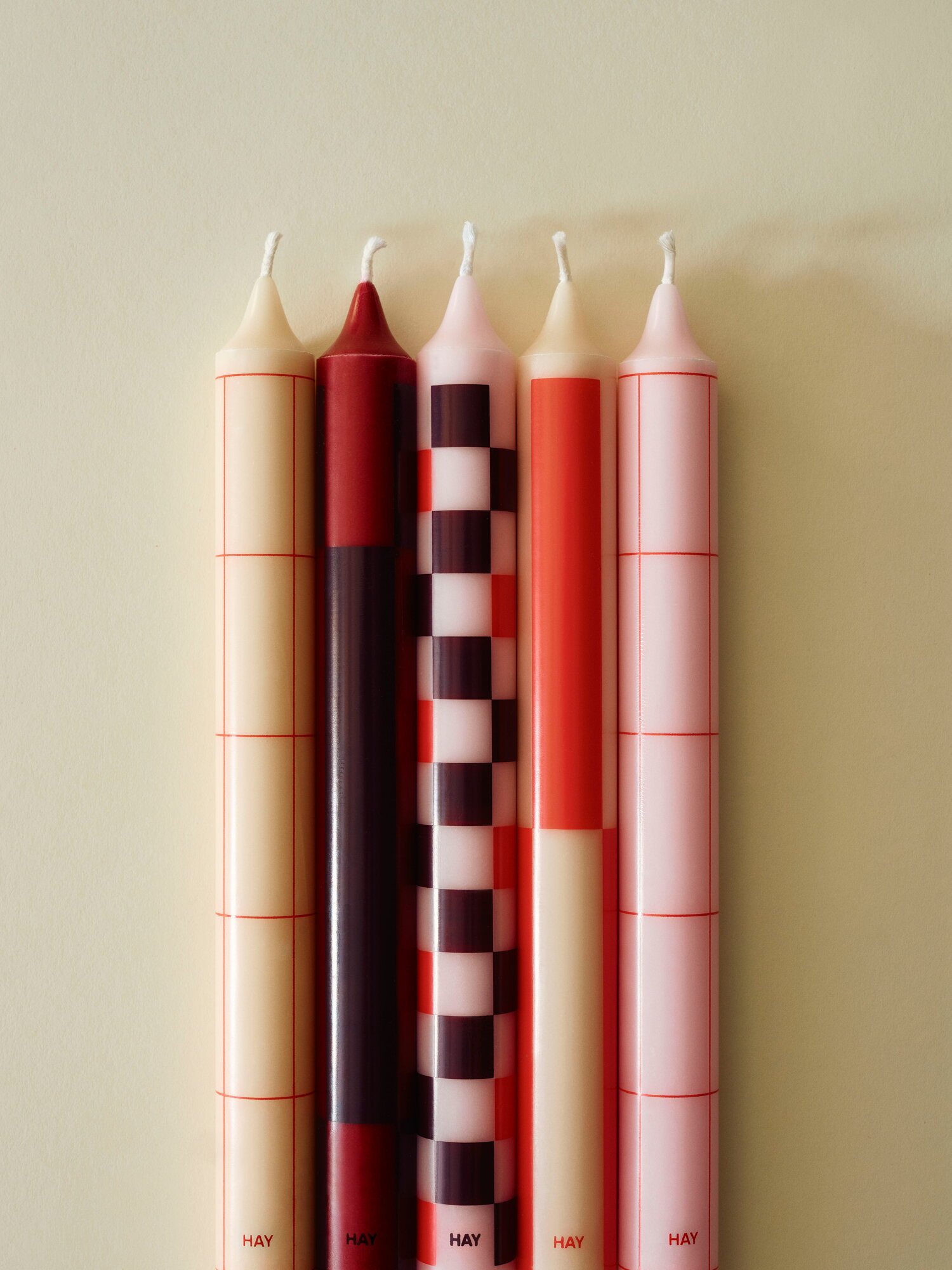 HAY Pattern candle, set of 4, reds - bordeaux | Finnish Design Shop UK