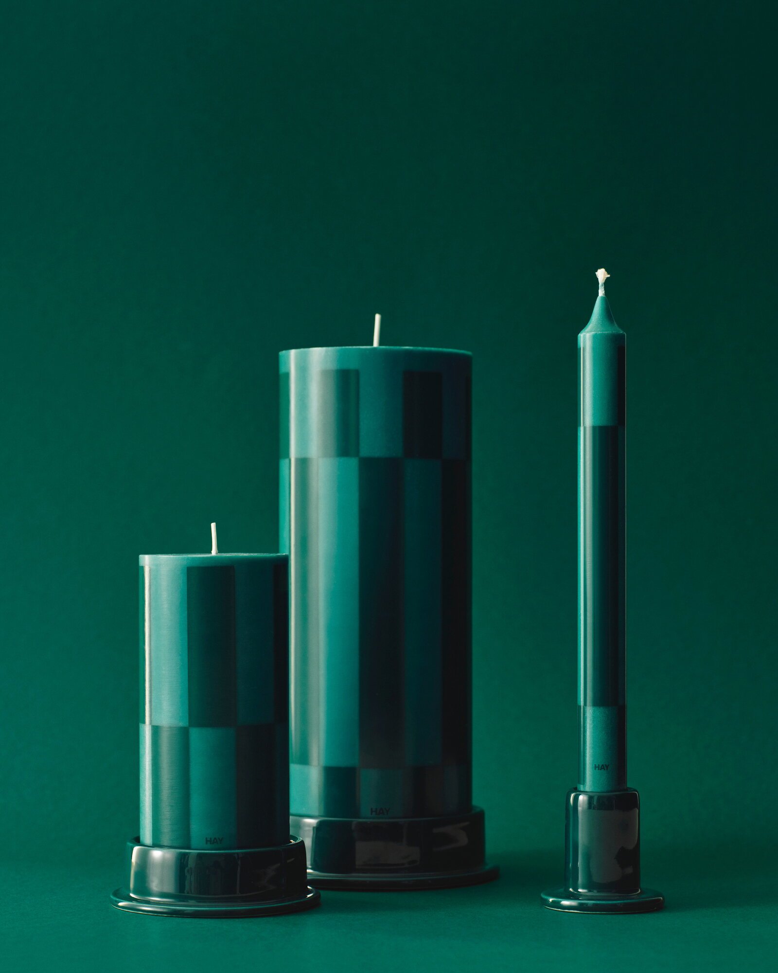 HAY Column candle, L, green - dark green | Finnish Design Shop