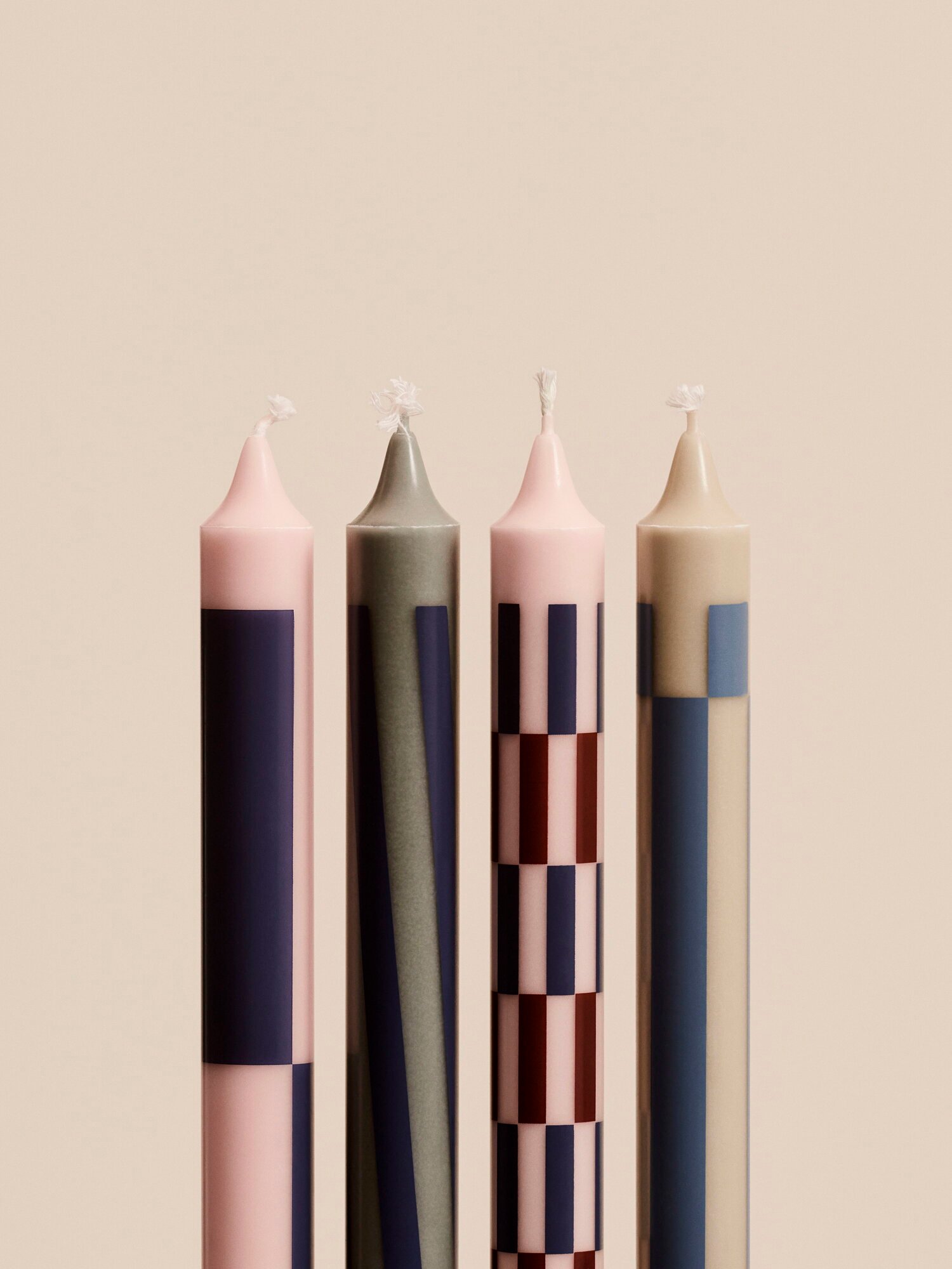 HAY Pattern candle, set of 4, light pink - blues | Finnish Design Shop