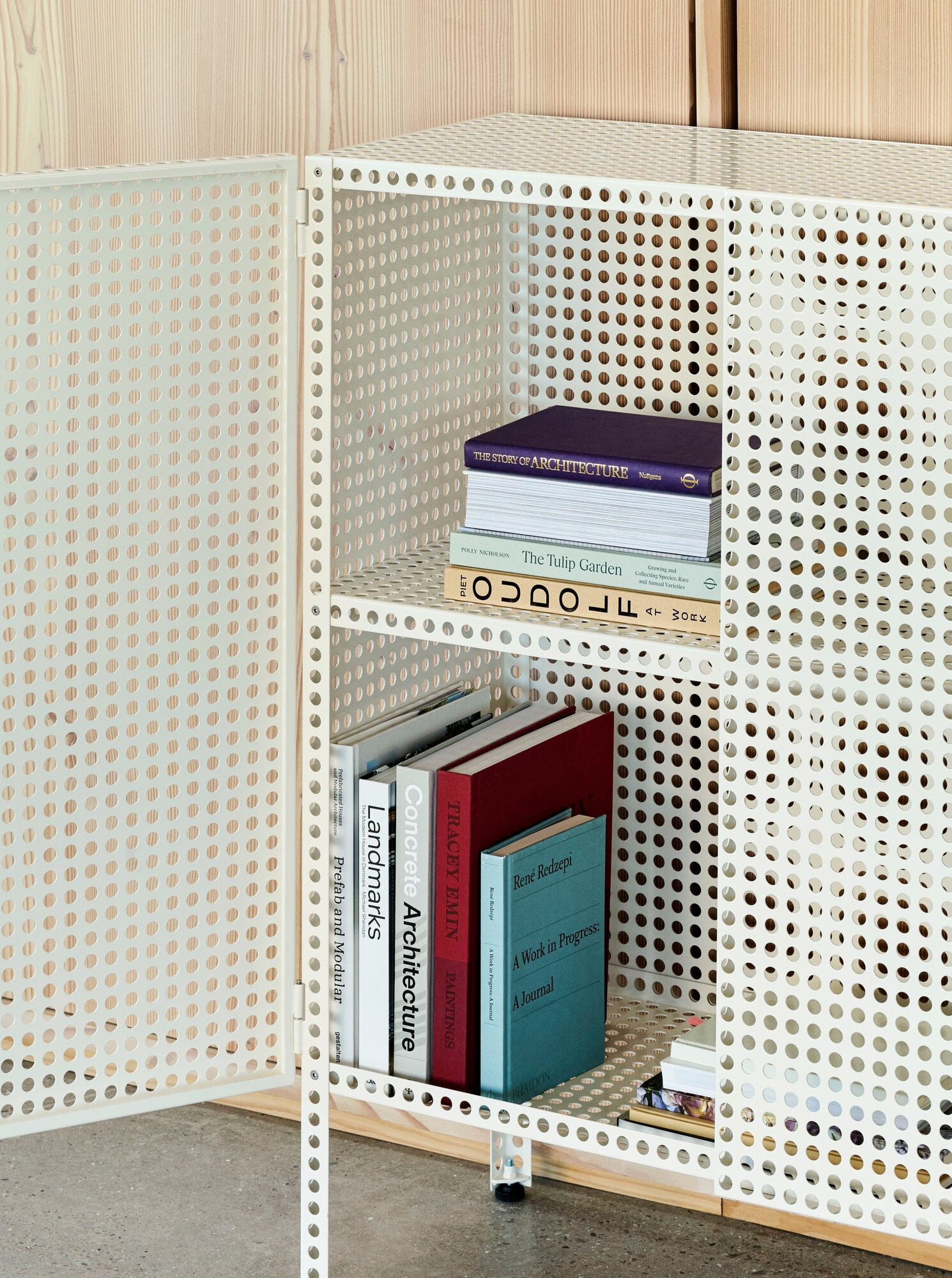 HAY Perforated floor cabinet, medium, eggshell | Finnish Design Shop