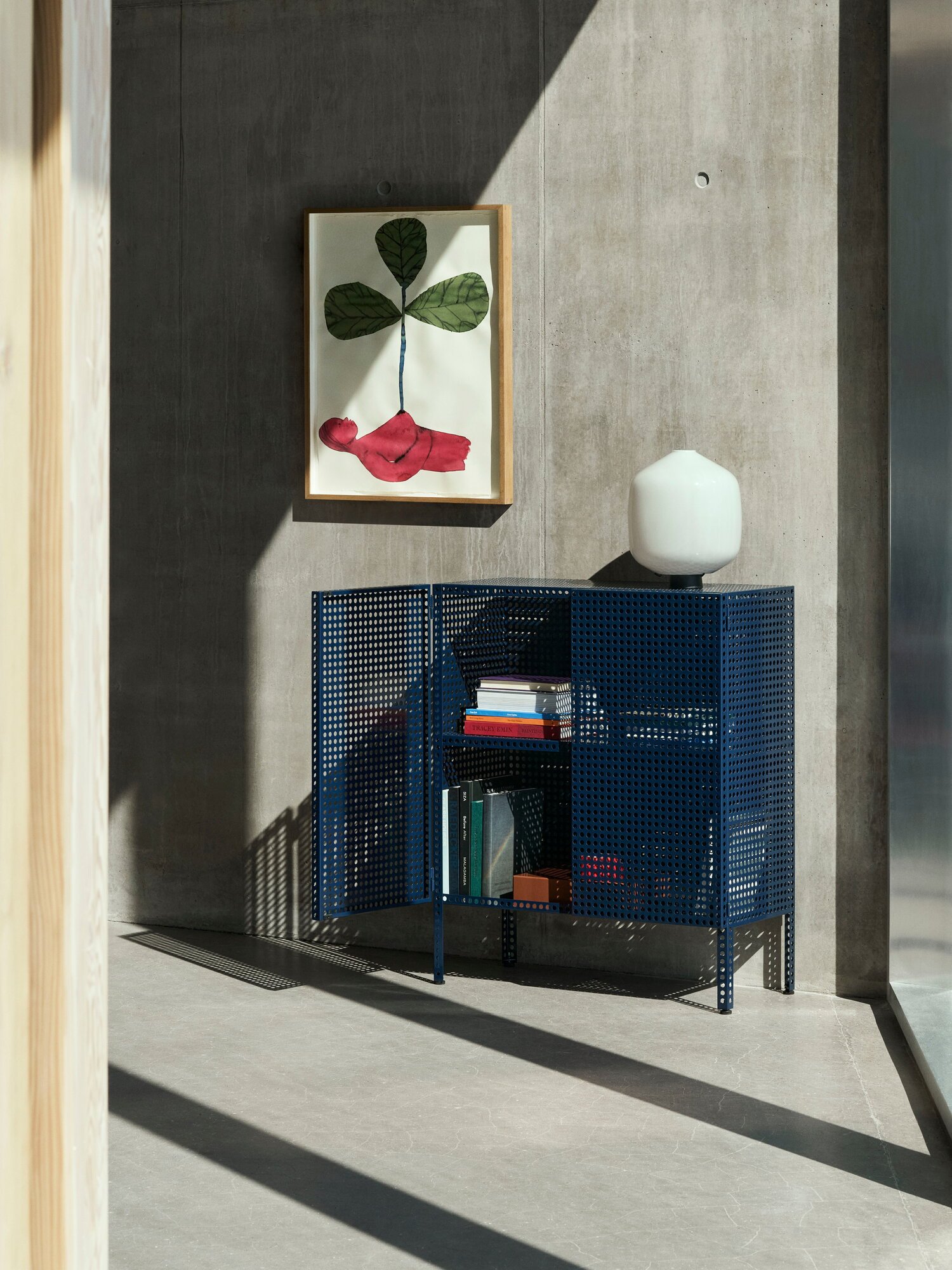 HAY Perforated floor cabinet, medium, steel blue | Finnish Design Shop