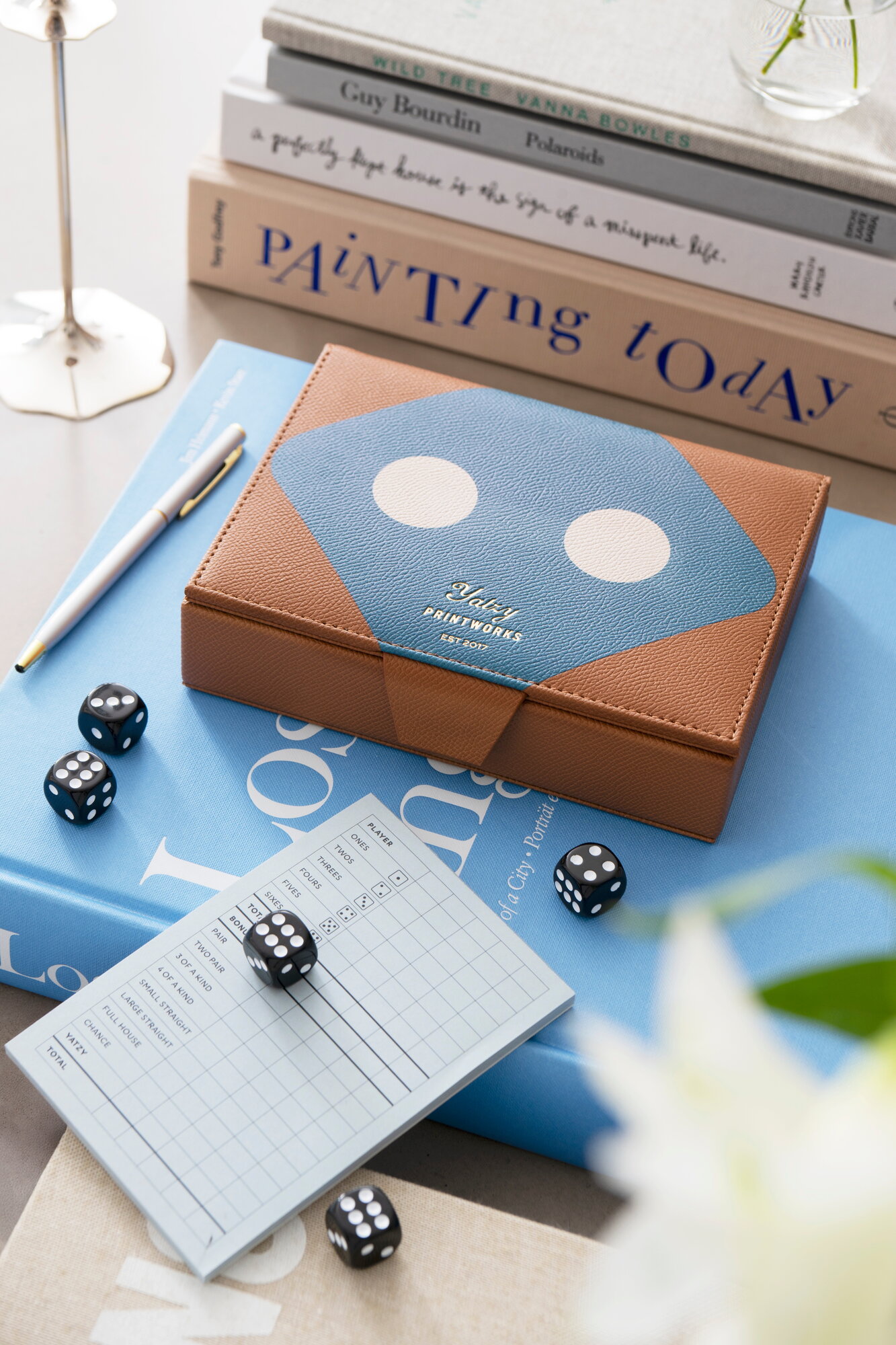 Printworks Reverra - Yatzy, brown - blue | Finnish Design Shop