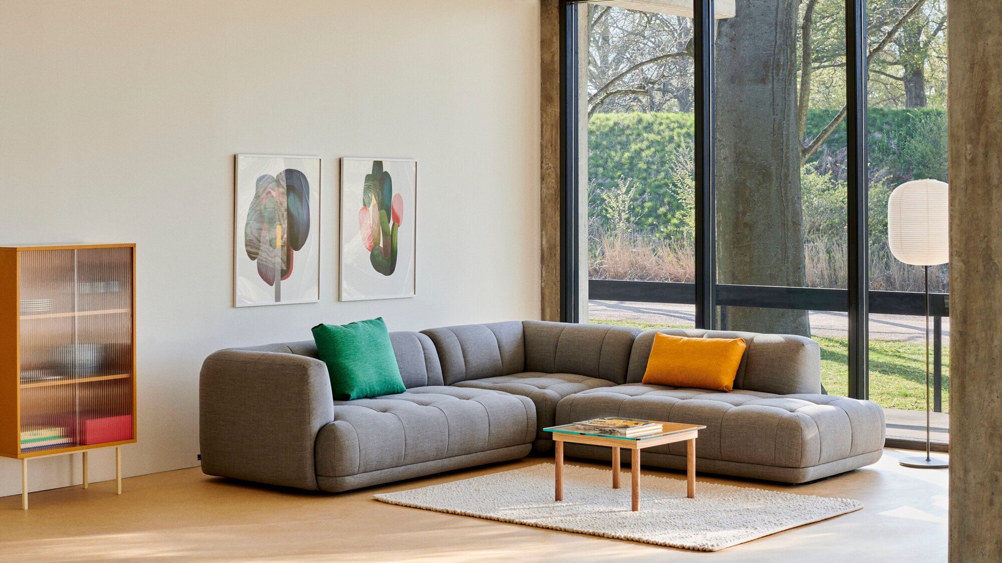 HAY Armadietto Colour Cabinet con ante in vetro, alto, giallo | Finnish ...