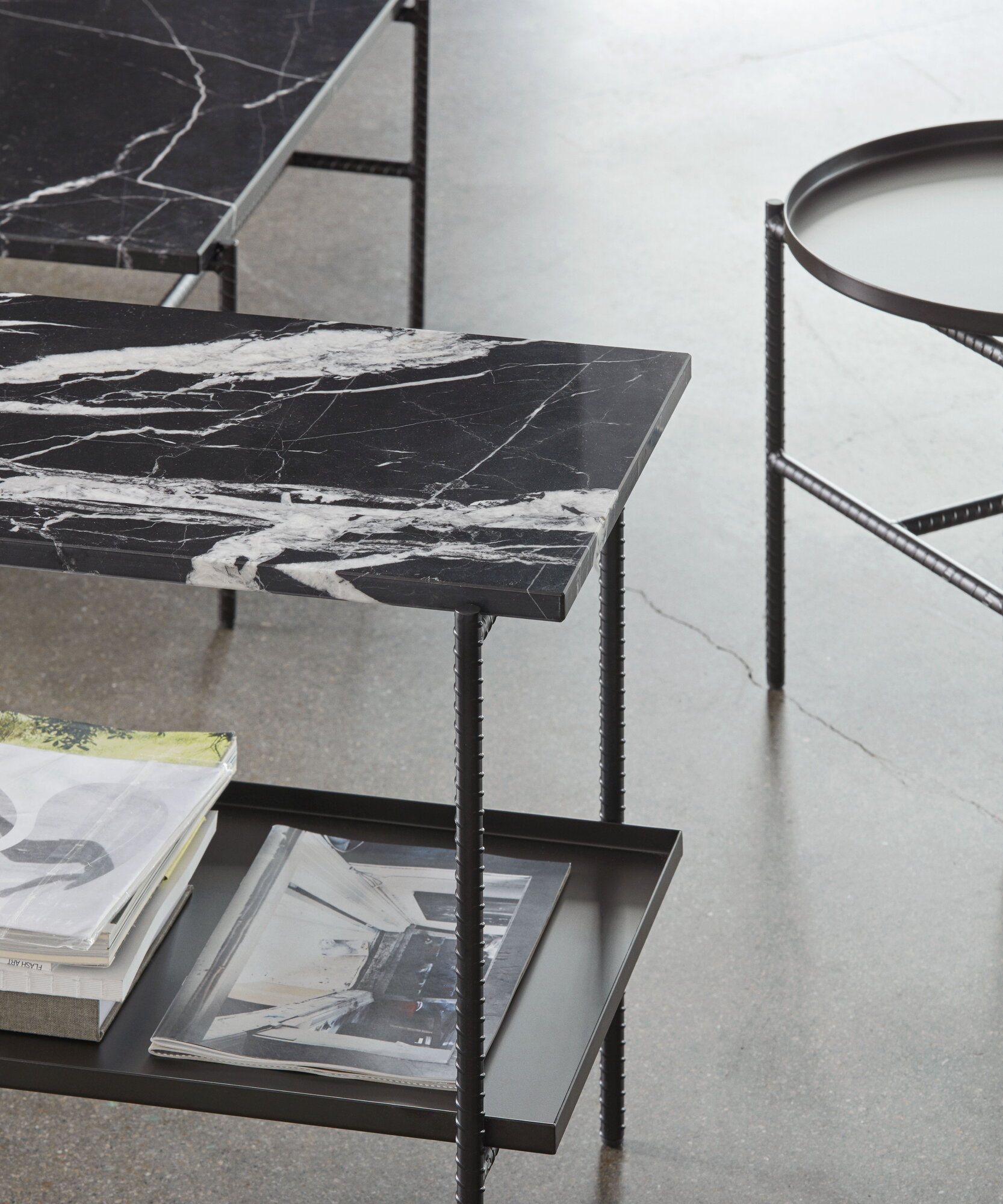 HAY Rebar side table, 75 x 44 cm, black - black marble | Finnish Design ...