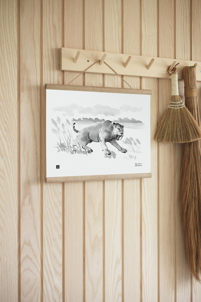 Teemu Järvi Illustrations Sabre-Toothed Cat poster, 40 x 30 cm ...
