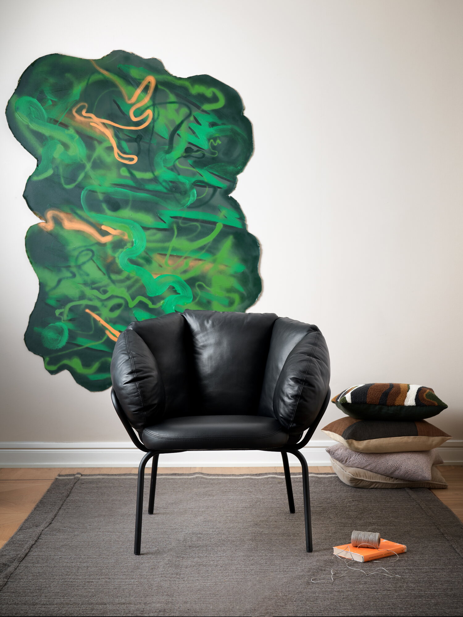 Maze Same Easy sillón, negro - cuero negro | Finnish Design Shop