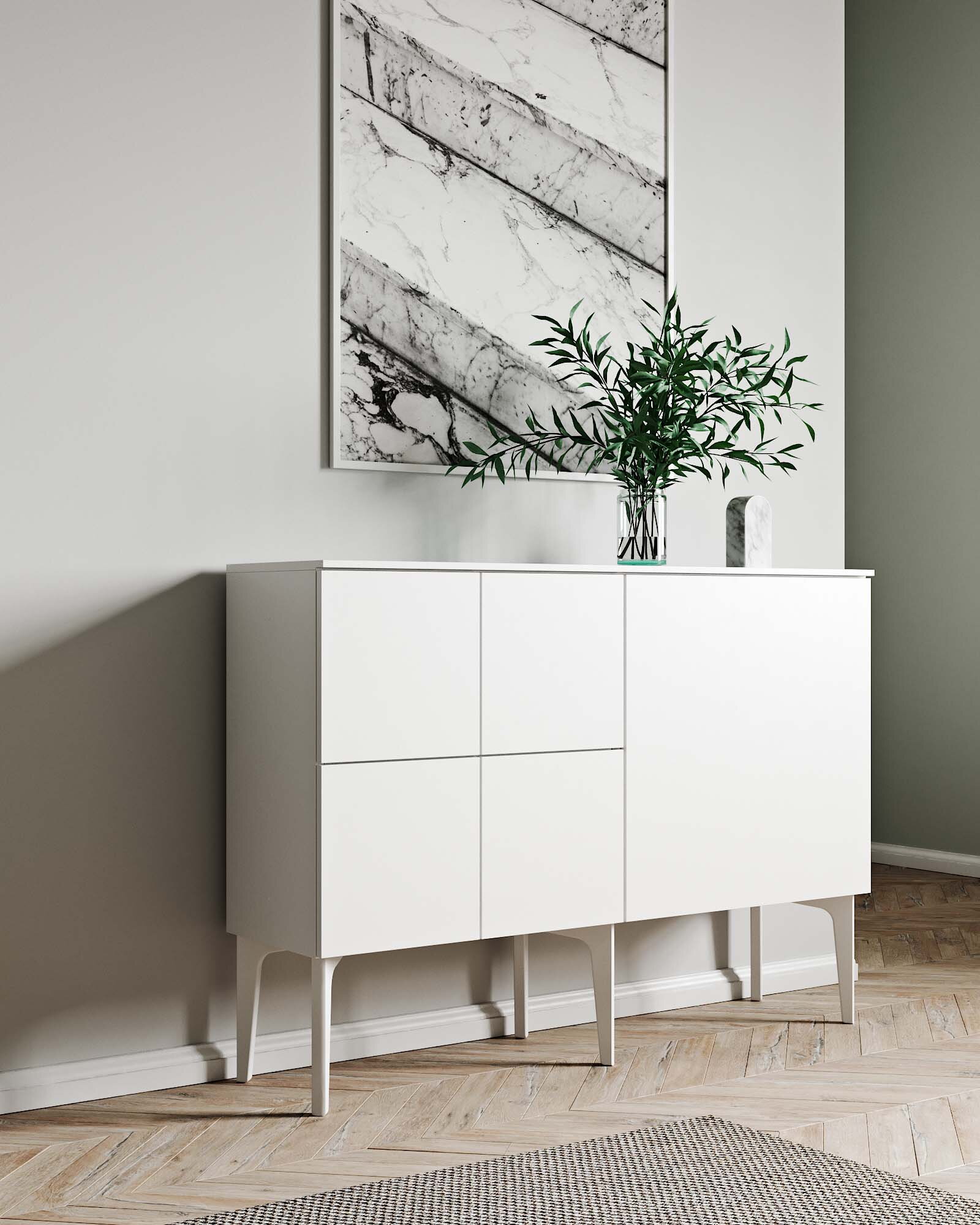 Lundia Fuuga sideboard, 128 cm, white - white | Finnish Design Shop