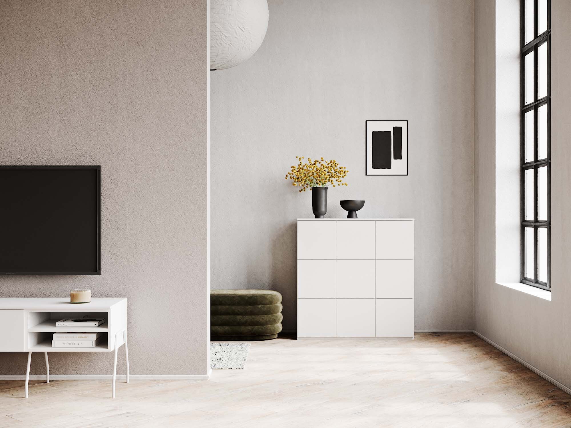 Lundia Fuuga cabinet, 96 cm, 9 doors, white | Finnish Design Shop