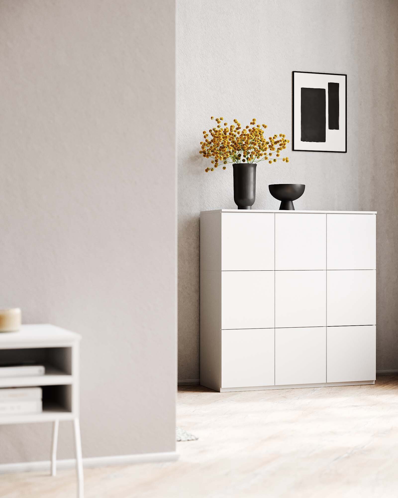 Lundia Fuuga cabinet, 96 cm, 9 doors, white | Finnish Design Shop