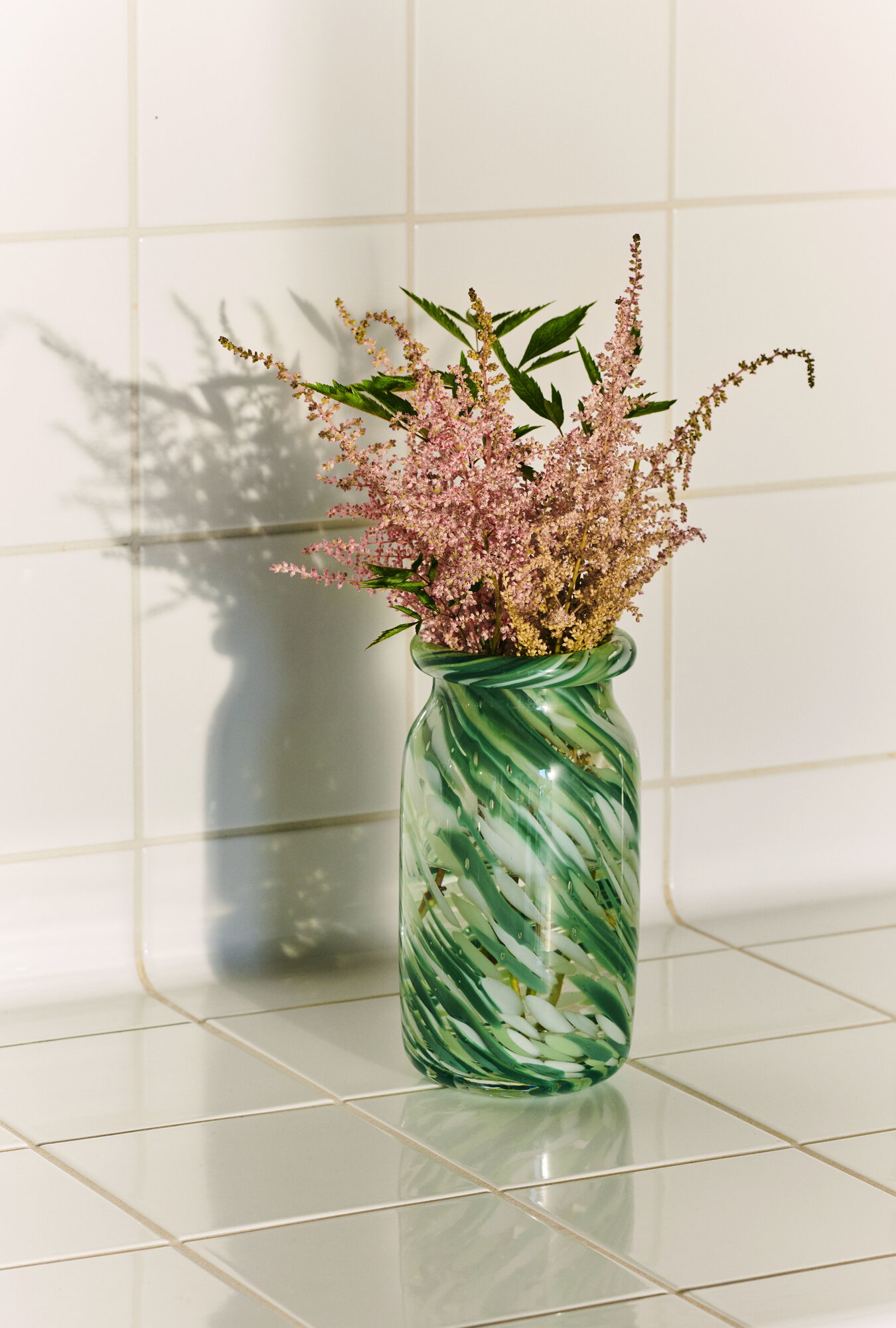 HAY Splash vase, roll neck, S, green swirl | Finnish Design Shop
