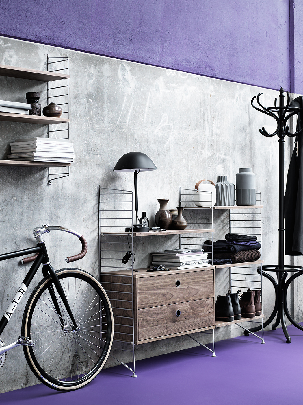 String Furniture String shelf 58 x 20 cm, 3-pack, walnut | Finnish ...