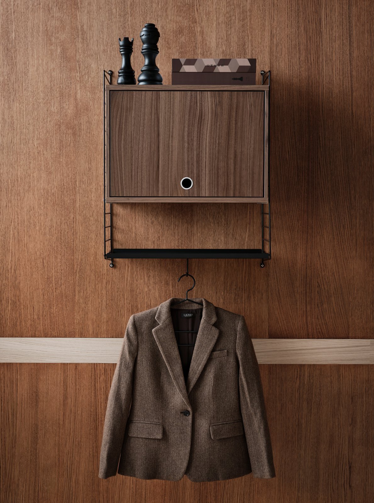 String Furniture String cabinet with flip door, 58 x 30 cm, walnut ...