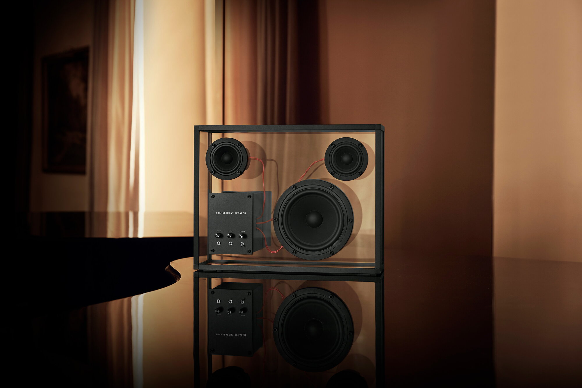 Transparent Speaker, black - red | Finnish Design Shop