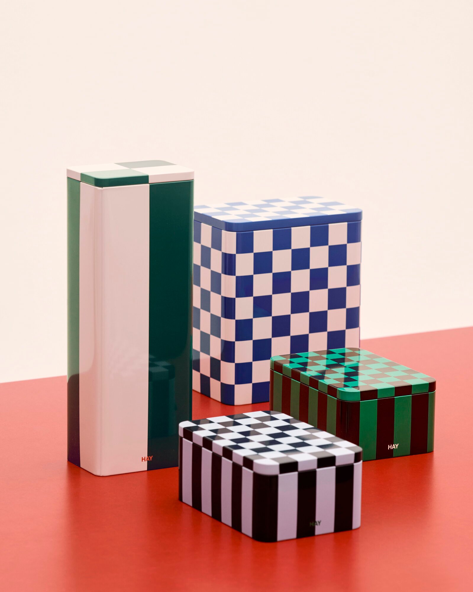 HAY Tin container, slim, green - off-white | Finnish Design Shop UK