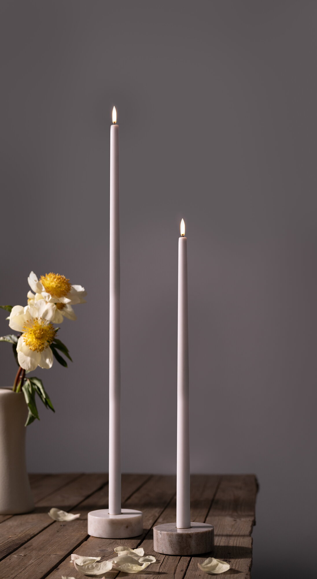 Uyuni Lighting LED tall taper candle, 55 cm, Nordic white | Finnish ...