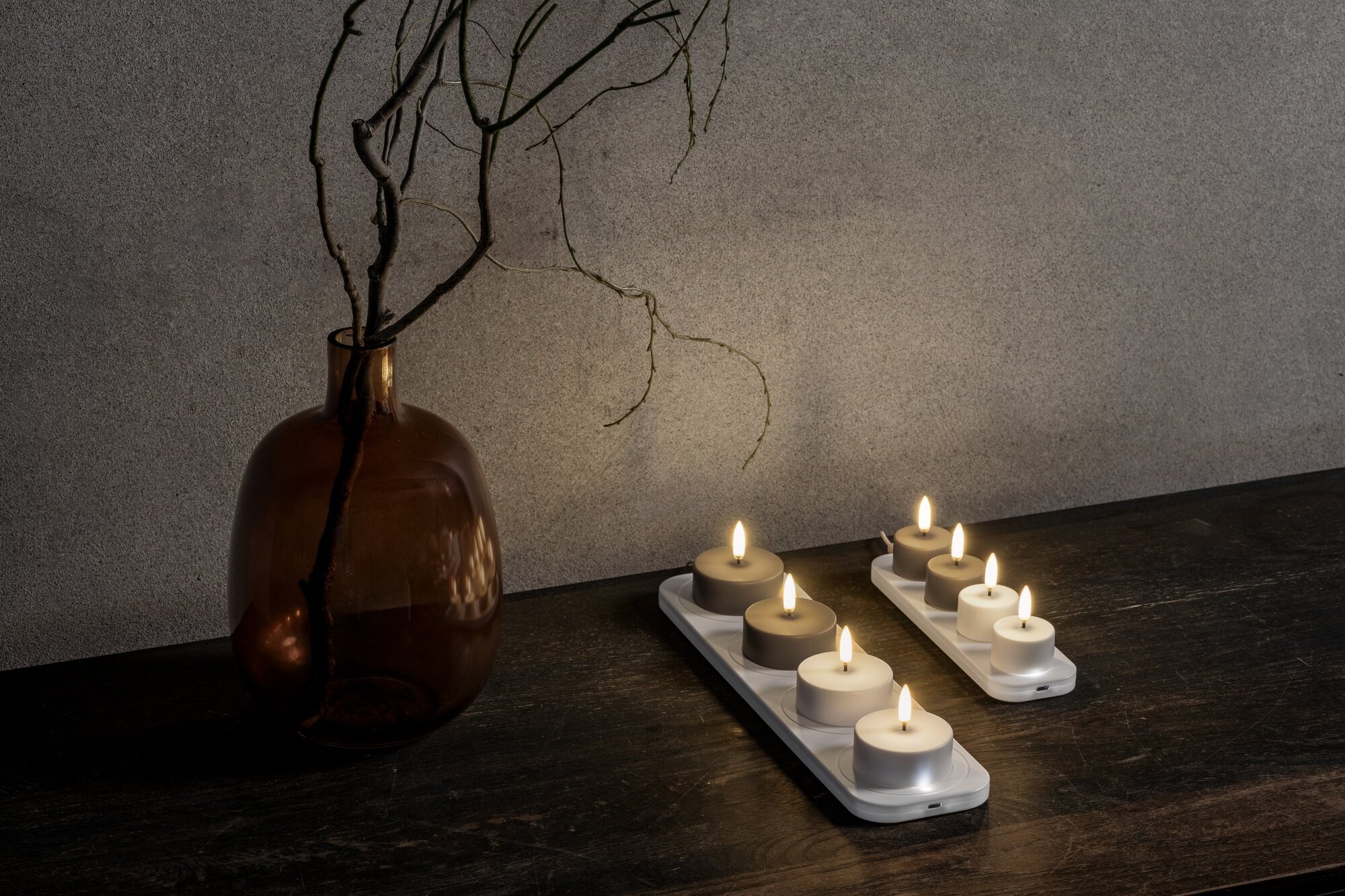Uyuni Lighting Rechargeable LED tealight candle, 3,9 x 2,3 cm, sandstone plain, 2 pcs | Finnish ...
