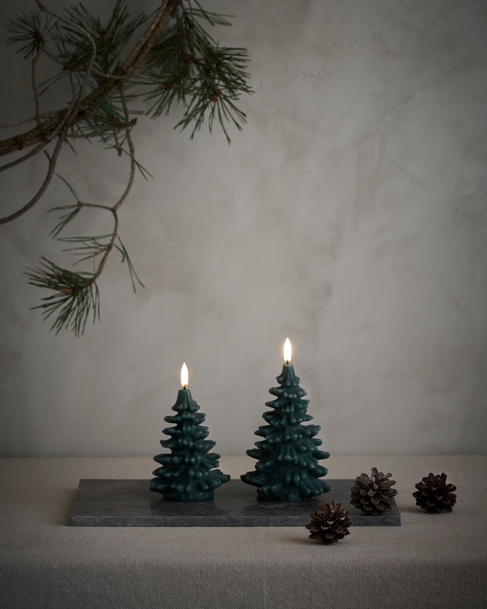 Uyuni Lighting LED Christmas tree candle, 9 x 12 cm, pine green ...