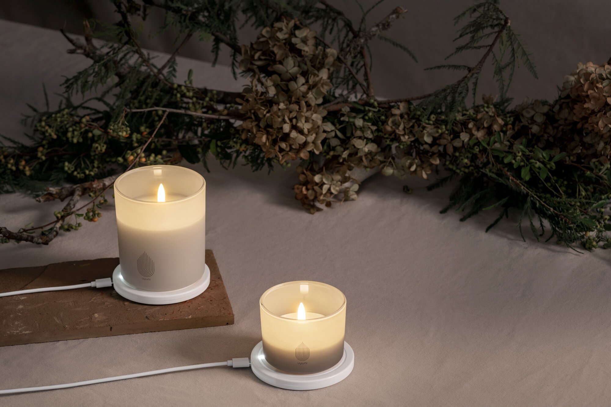 Uyuni Lighting LED rechargeable base, round, USB-C, 10 x 10 cm, white ...