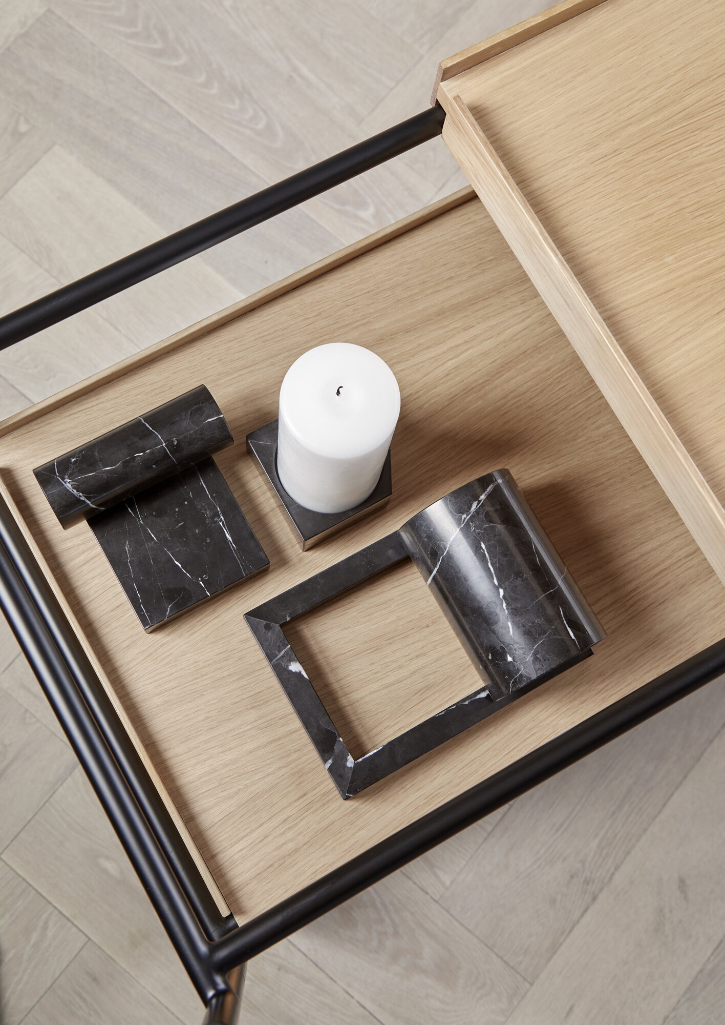 Woud Booknd bookend, 2 pcs, black marble | Finnish Design Shop