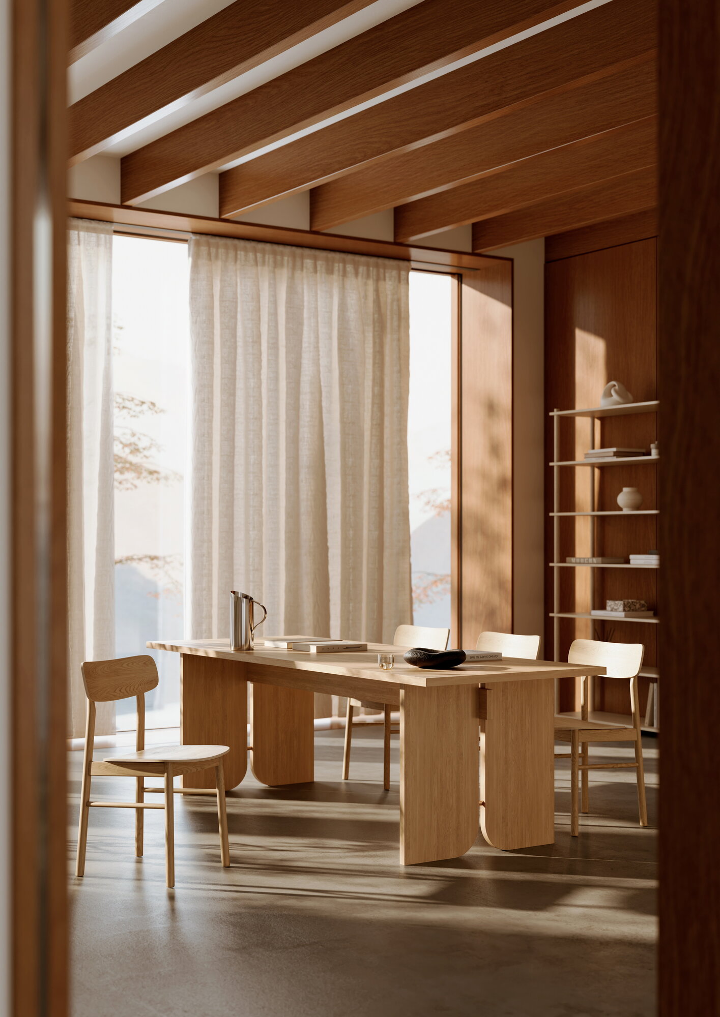 Woud Kimono dining table, 90 x 240 cm, white lacquered oak | Finnish ...