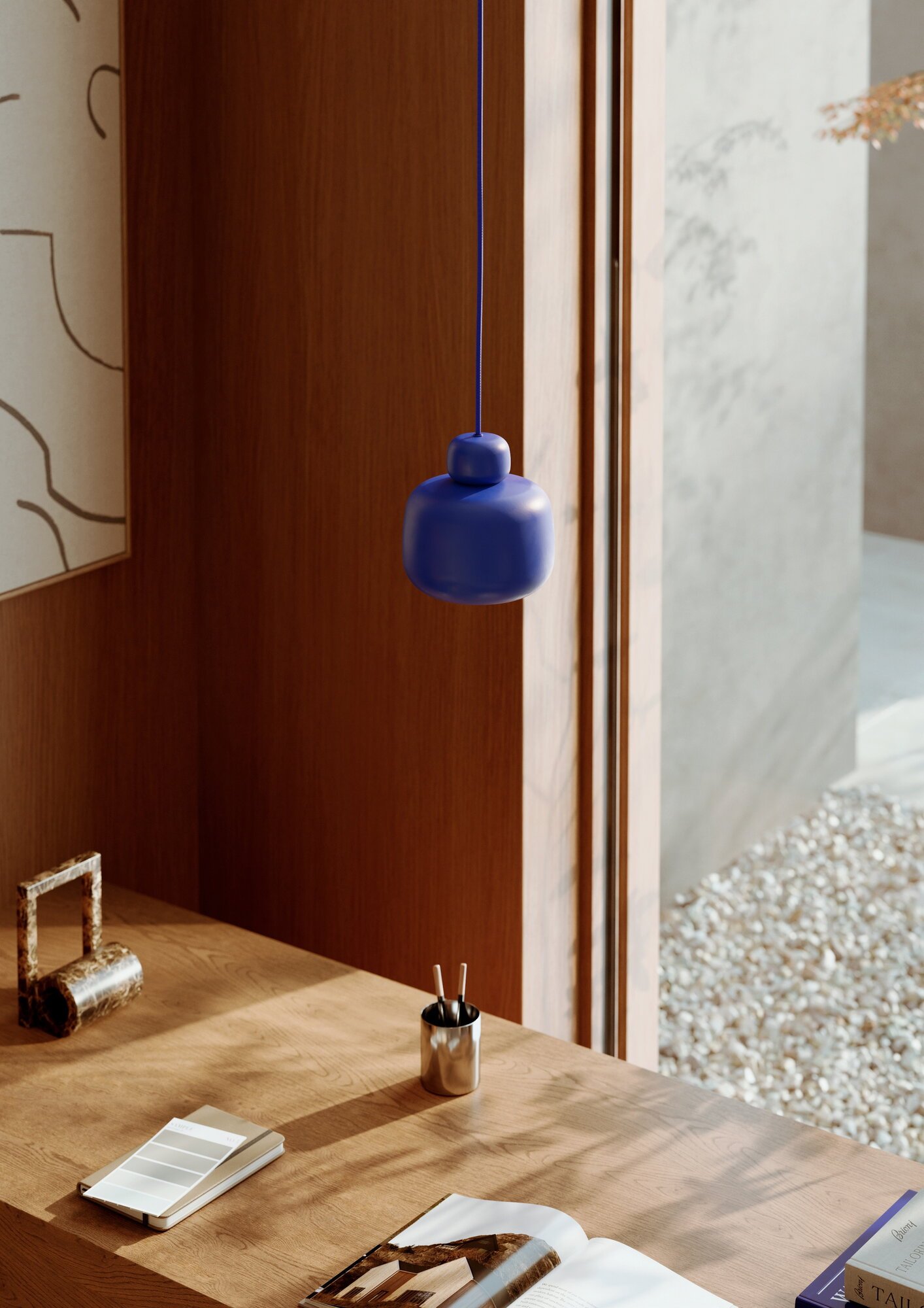 Woud Stone pendant, small, cobalt blue | Finnish Design Shop UK