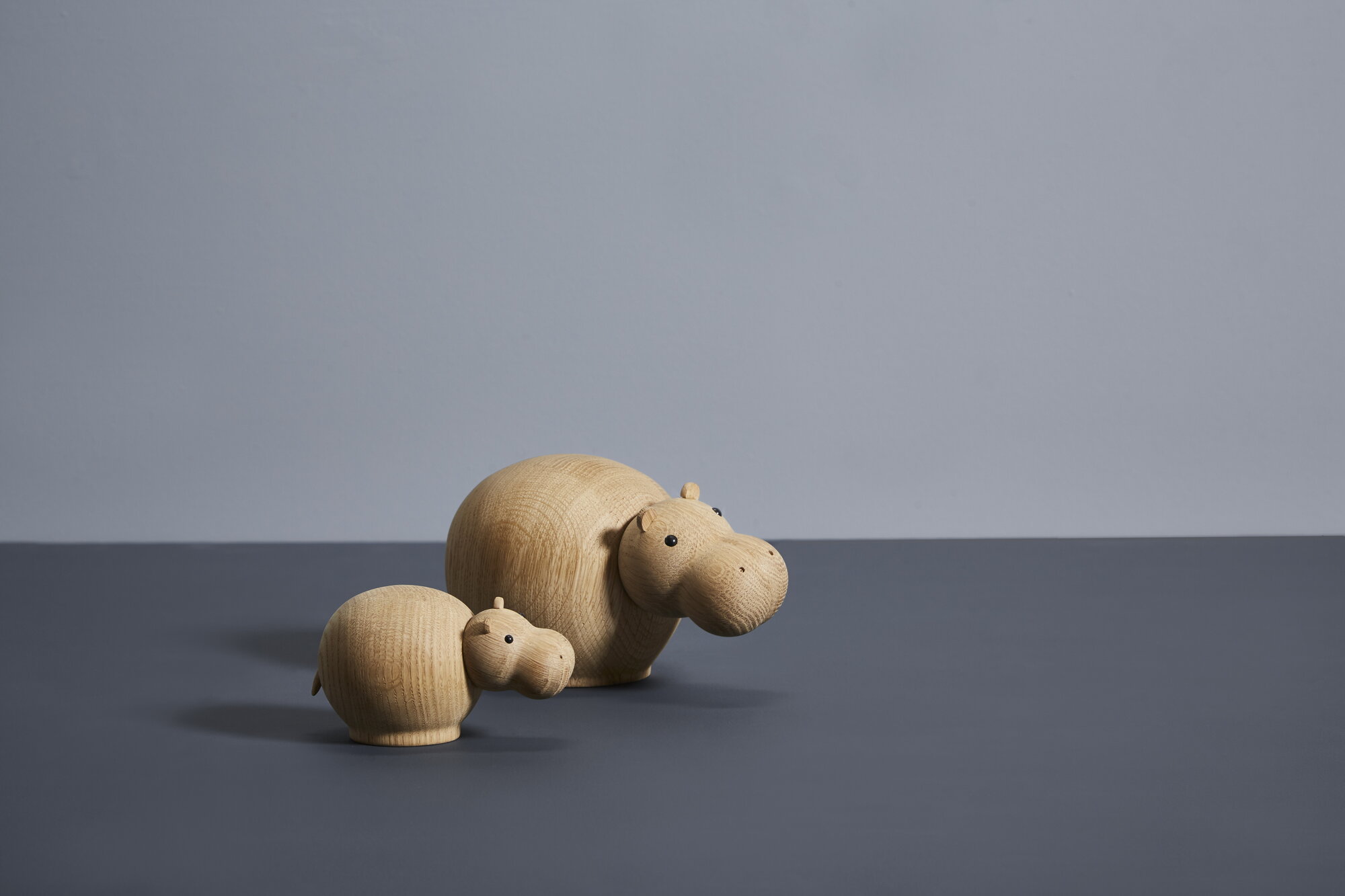Woud Hibo Hippopotamus figurine, small, oak | Finnish Design Shop