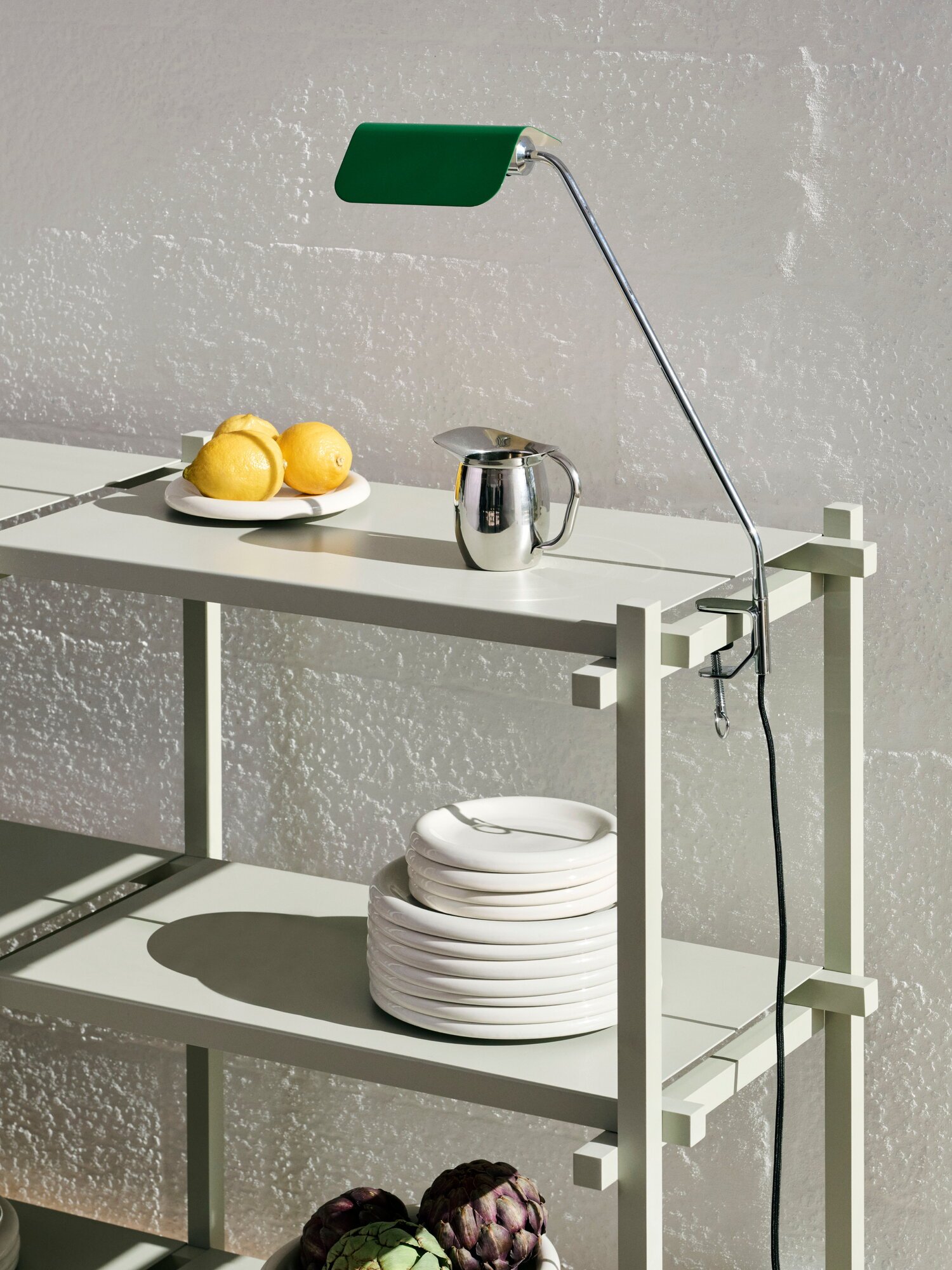 HAY Woody 2.0 shelf, low, smokey grey beech - smokey grey steel ...