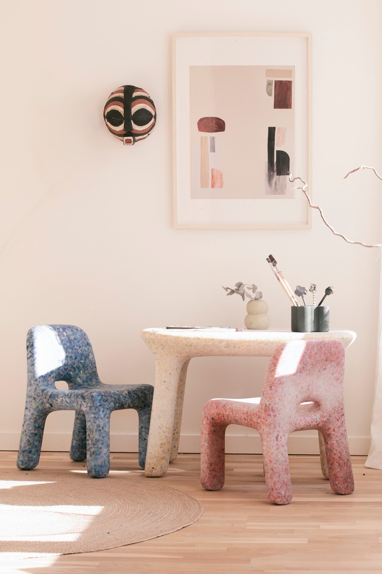 ecoBirdy Rainbow table/chair set, sky - strawberry - vanilla | Finnish ...