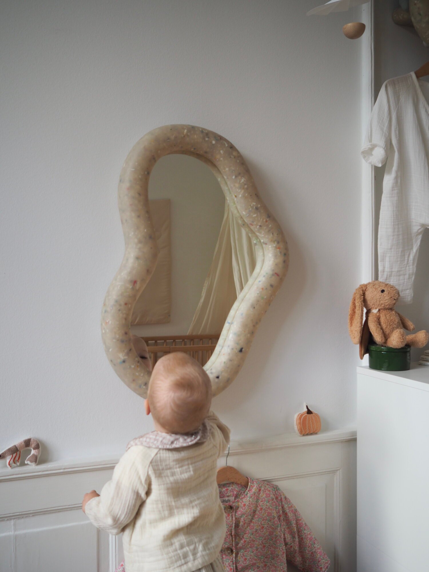 ecoBirdy Marine mirror, faded white | Finnish Design Shop