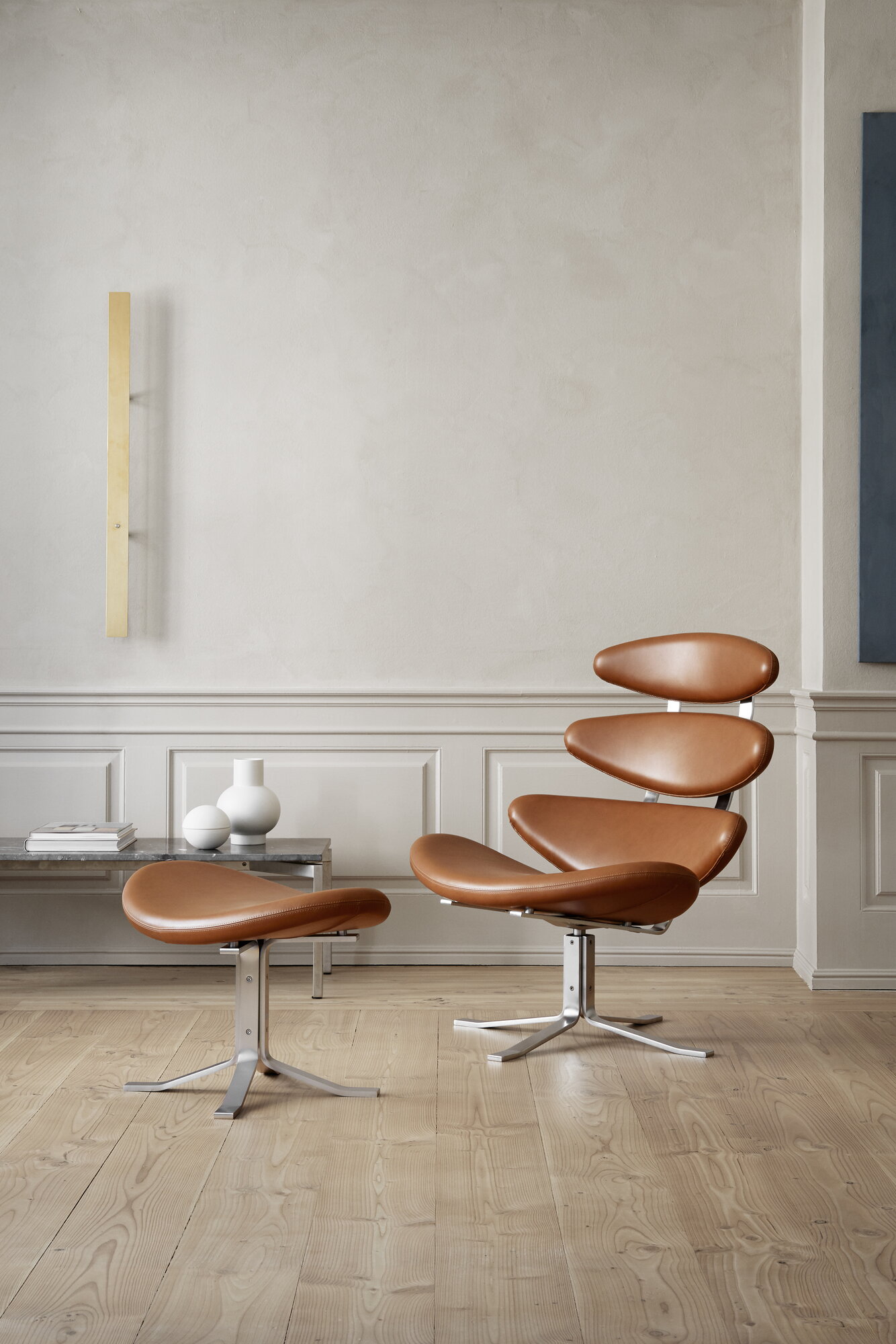 Fredericia Corona chair, brushed chrome - cognac leather | Finnish ...