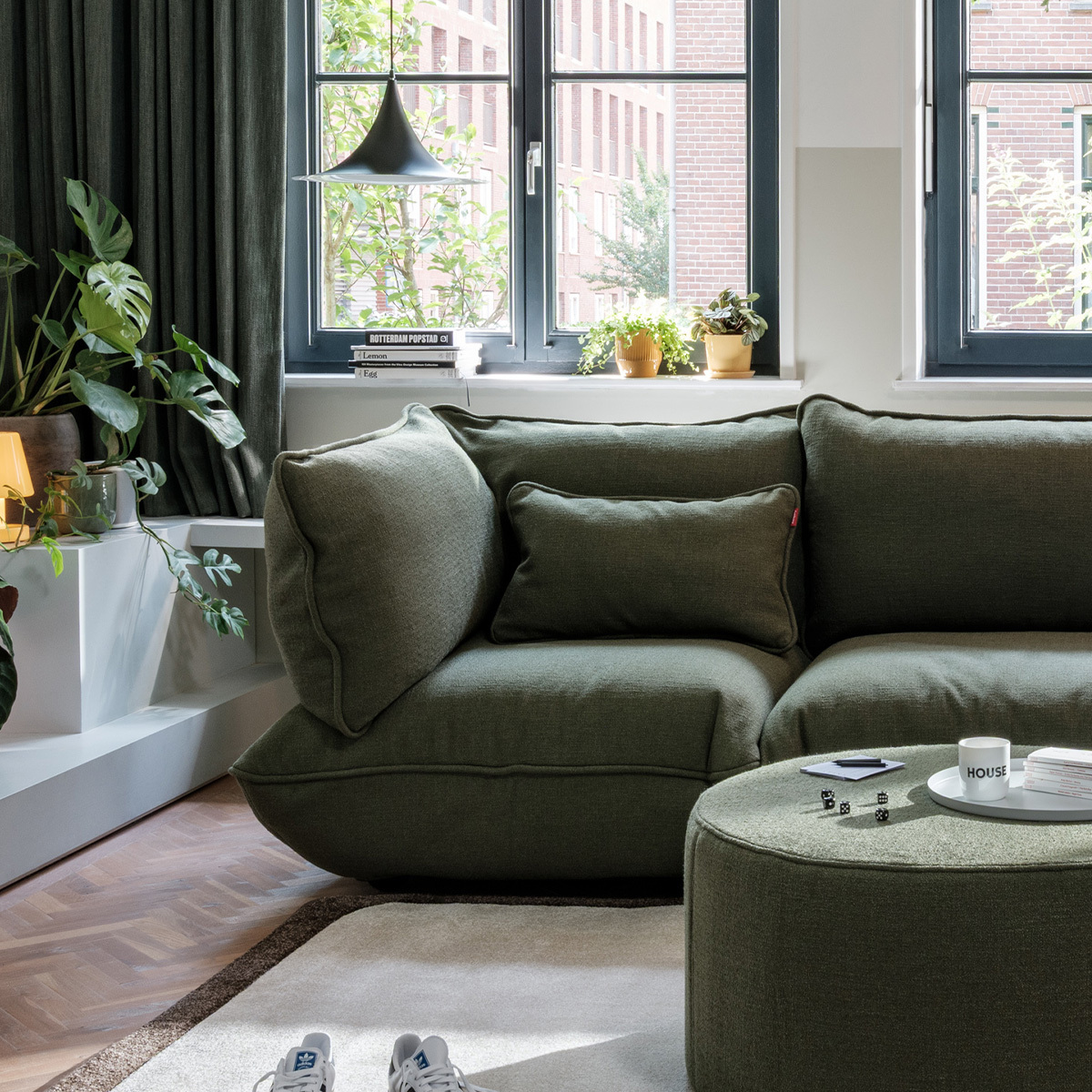 Fatboy Puff Recycled pillow, bouclé leaf green | Finnish Design Shop