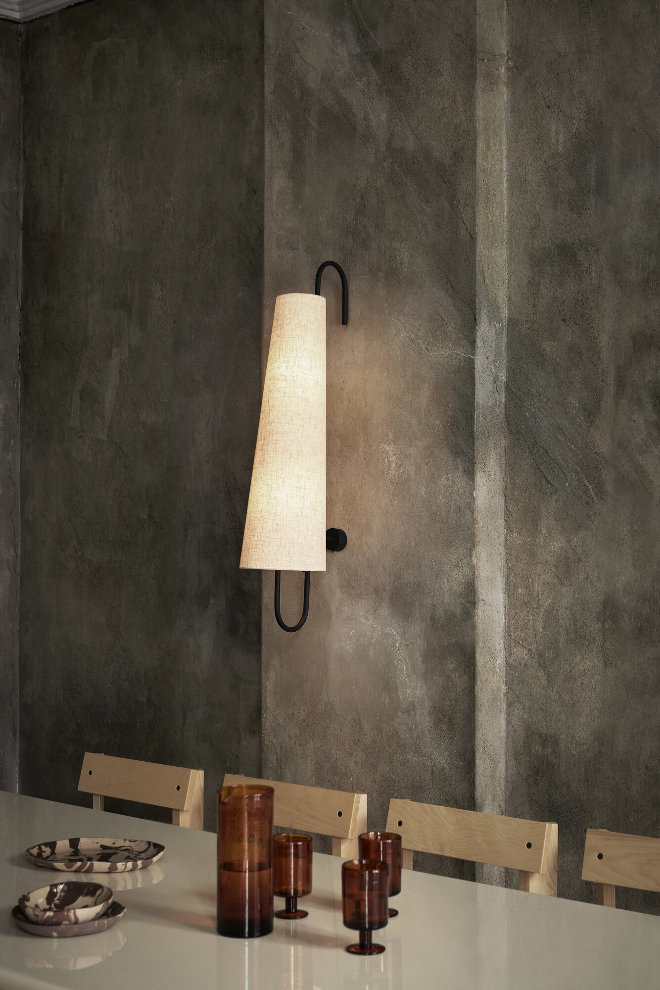 Ferm Living Ancora wall lamp, black - natural | Finnish Design Shop UK