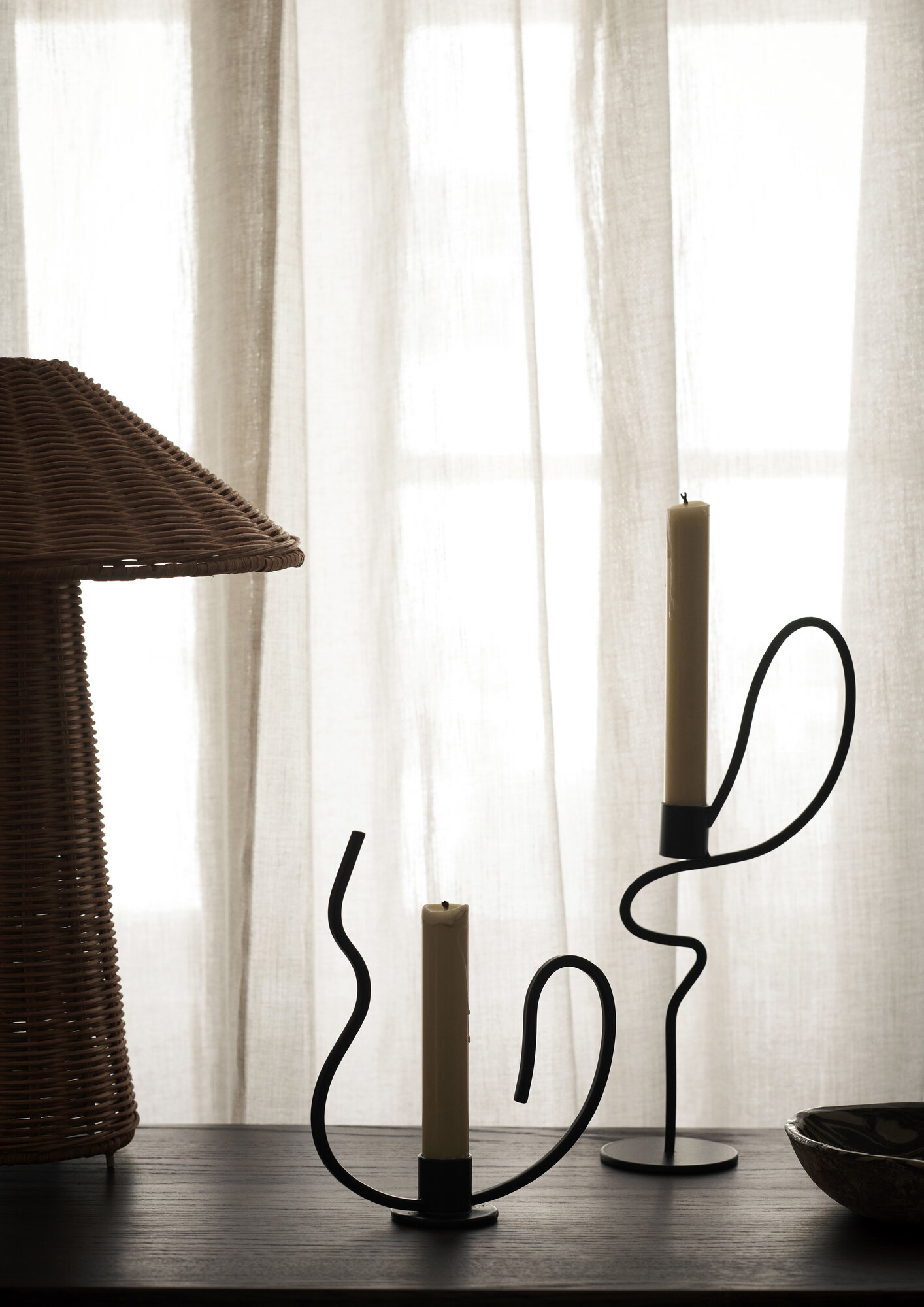 Ferm Living Valse candle holder, low, black | Finnish Design Shop UK