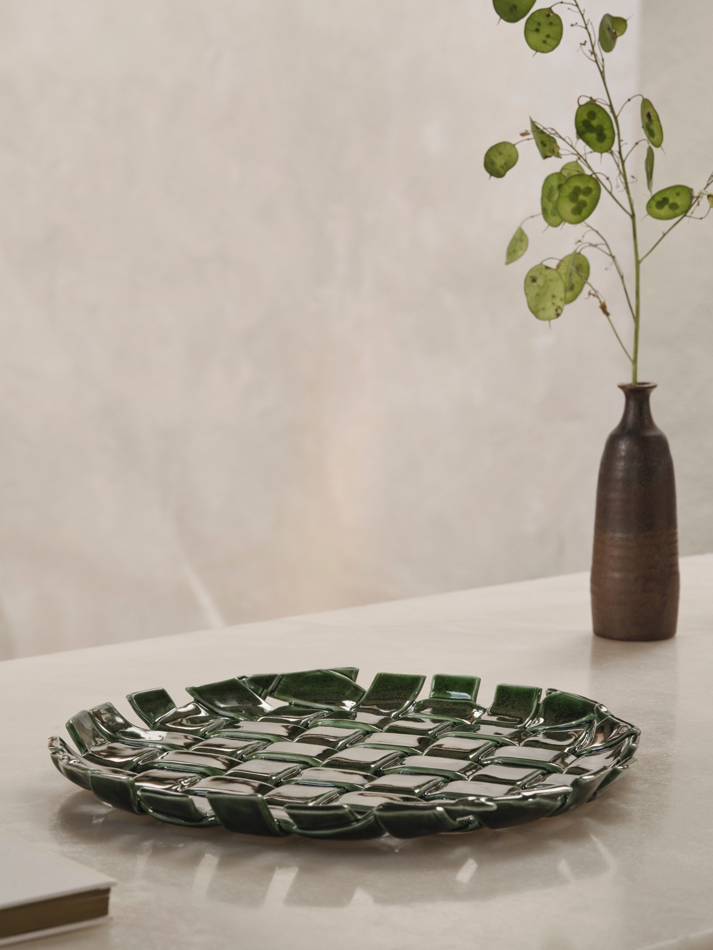 Ferm Living Plait platter 30 cm, emerald green | Finnish Design Shop UK