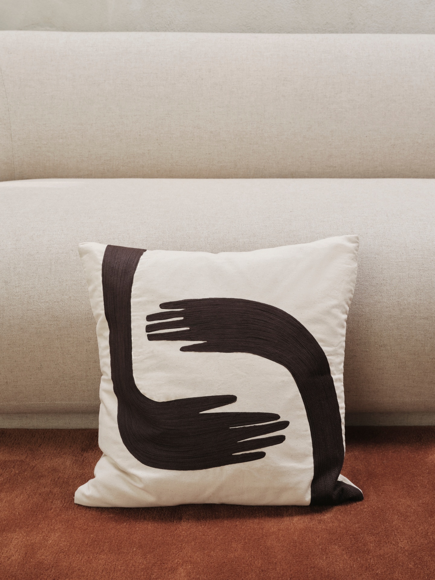 Ferm Living Pose cushion cover, 50 x 50 cm, coffee - undyed | Finnish ...