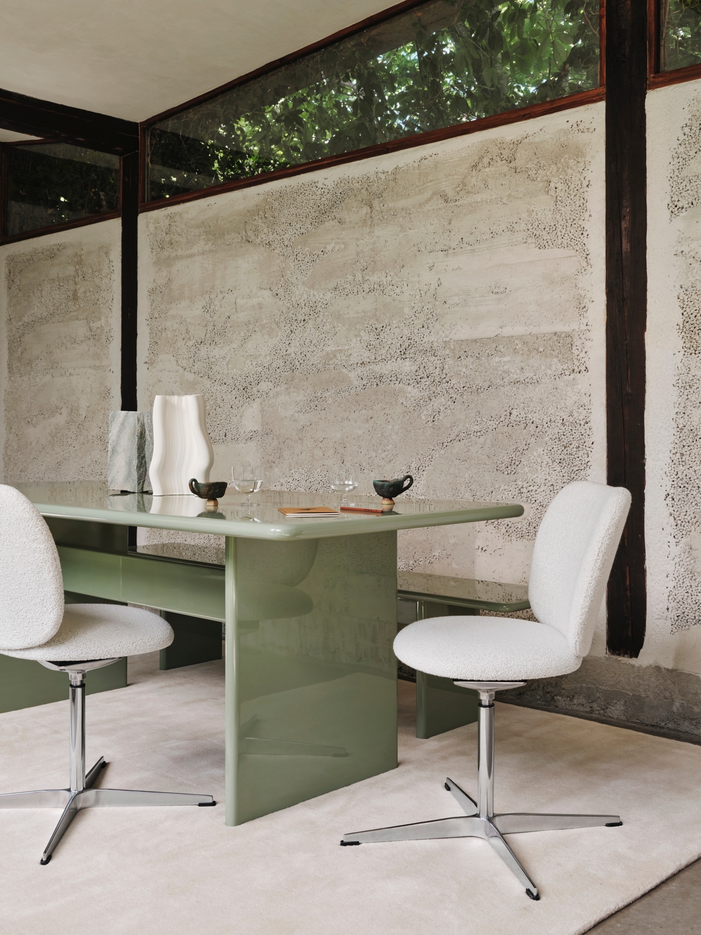 Ferm Living Rico stol, snurrfunktion, off-white melange Soft Bouclé ...