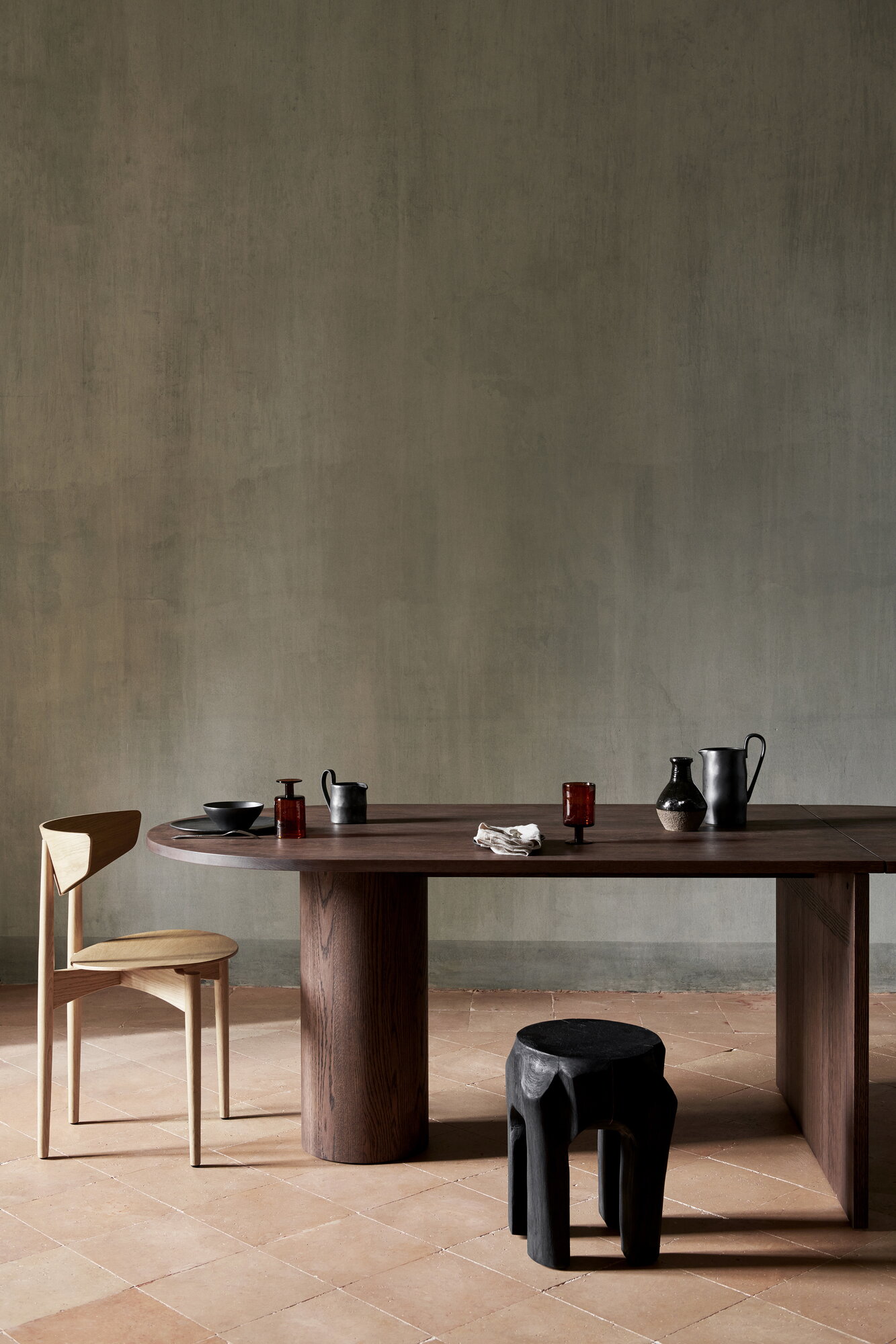 Ferm Living Pylo extendable dining table, dark stained oak | Finnish ...