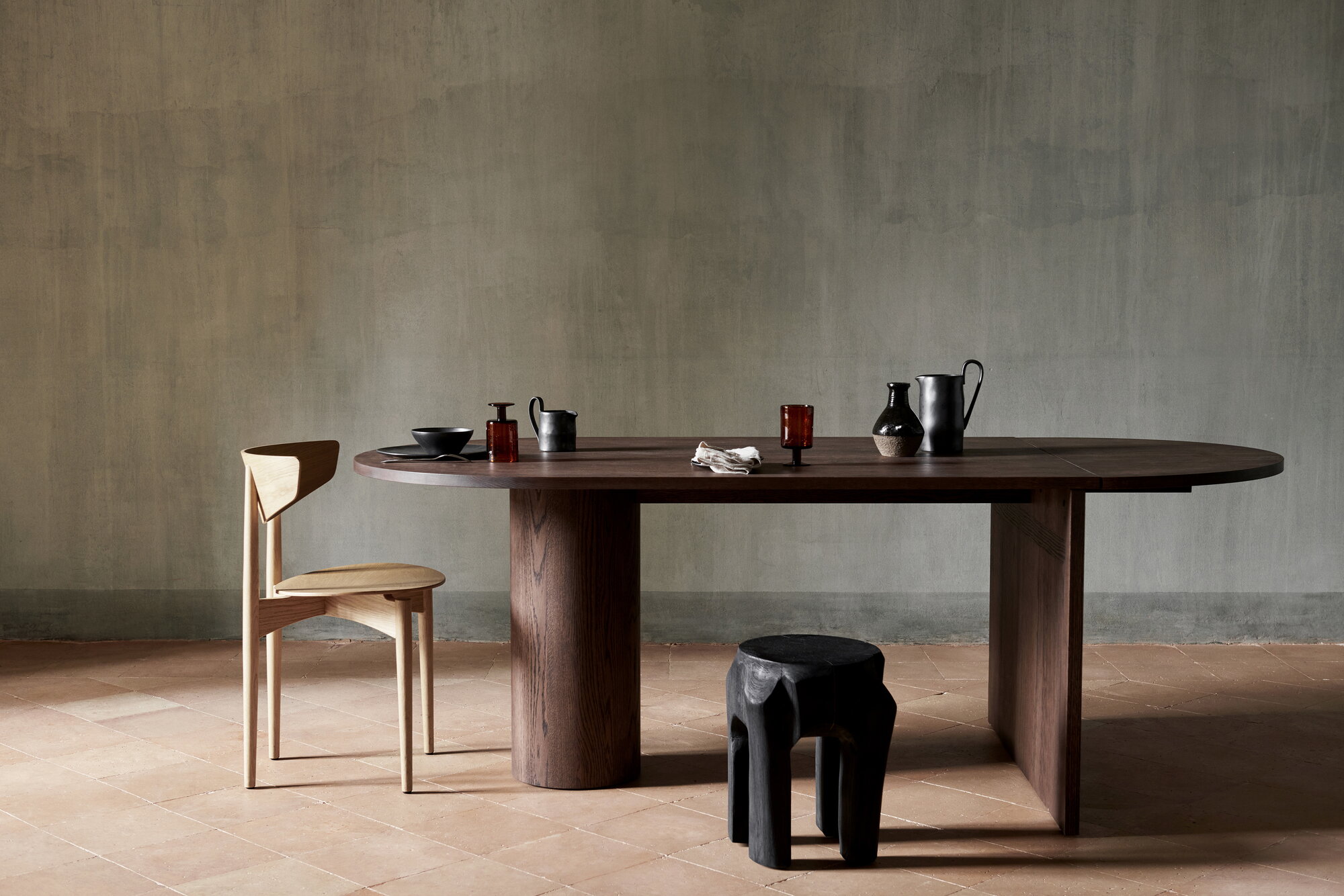 Ferm Living Pylo extendable dining table, dark stained oak | Finnish ...
