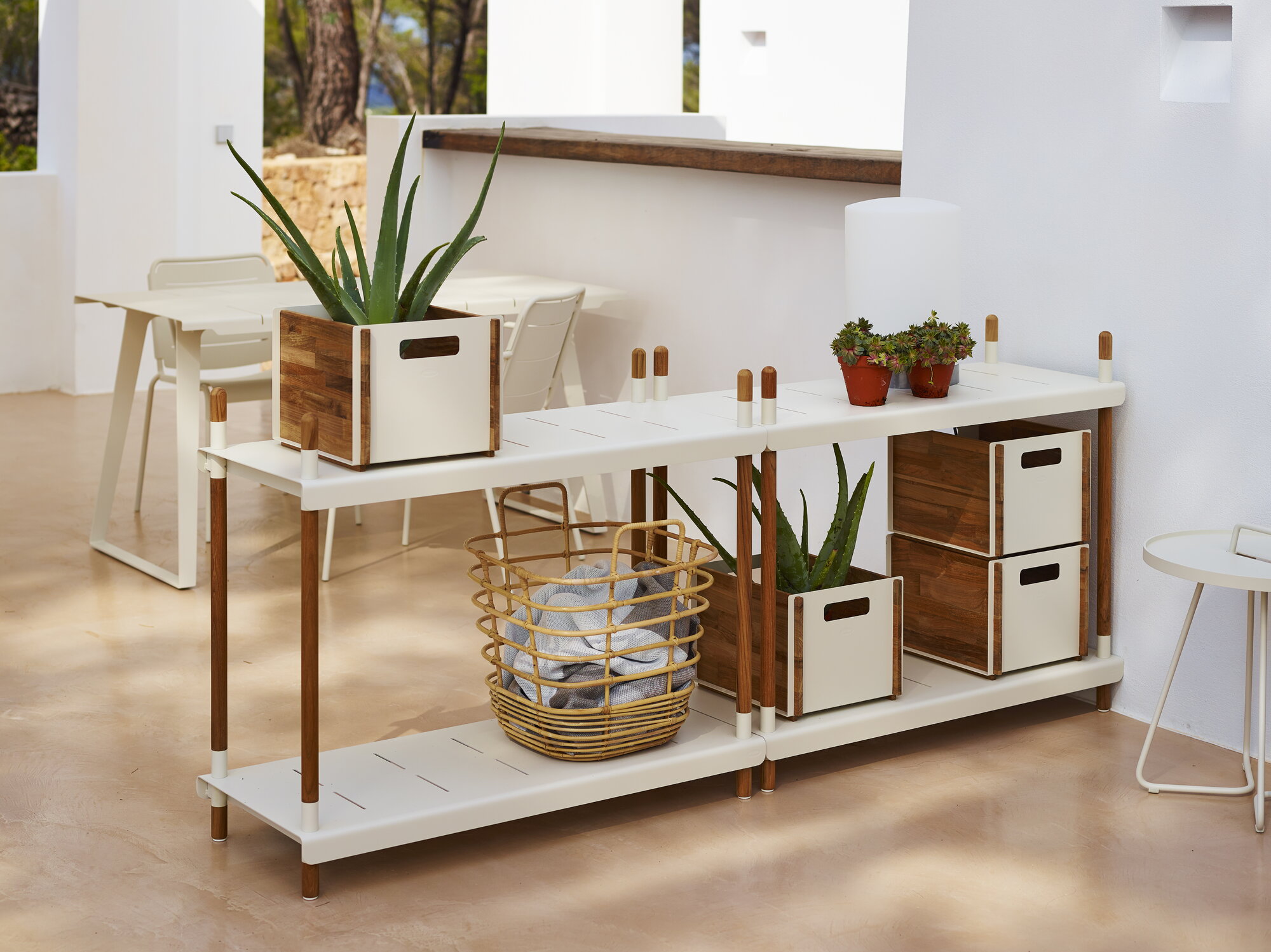 Cane-line Box storage box, teak - white | Finnish Design Shop