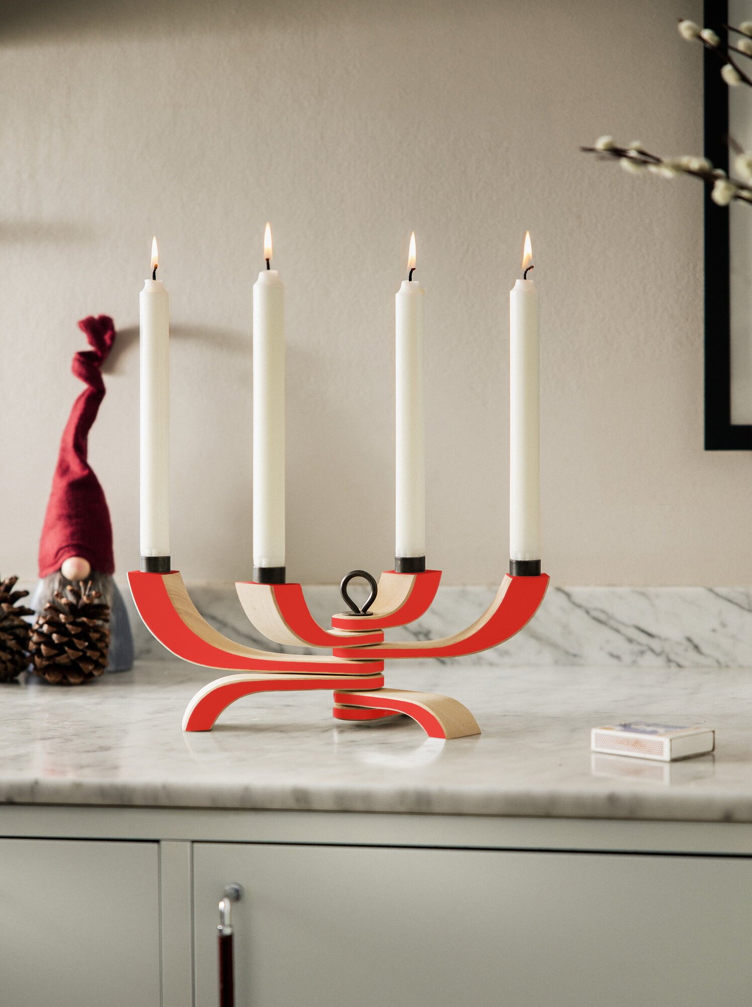 Design House Stockholm Nordic Light candlestick, 4-arms, red | Finnish ...