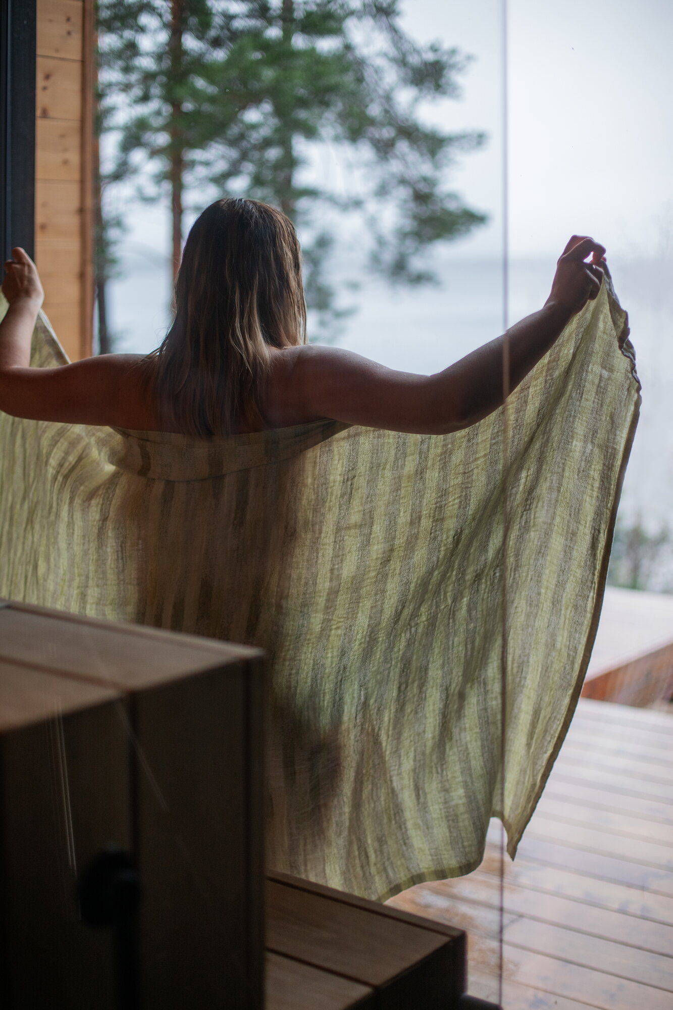 Lapuan Kankurit Hohto badlakan, vit - grön | Finnish Design Shop