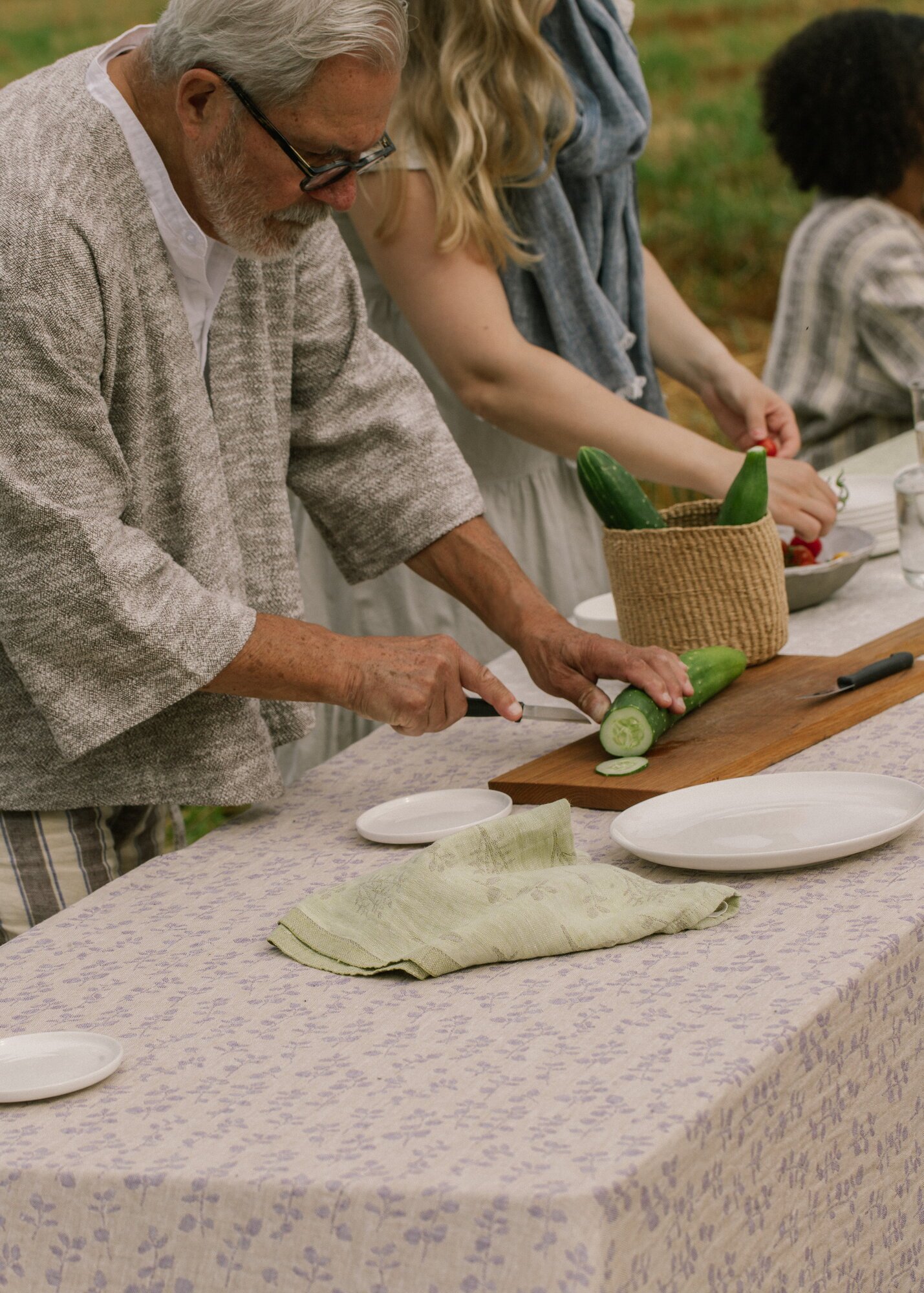 Lapuan Kankurit Meirami table cloth/throw, 145 x 260 cm, gold - lavender | Finnish Design Shop