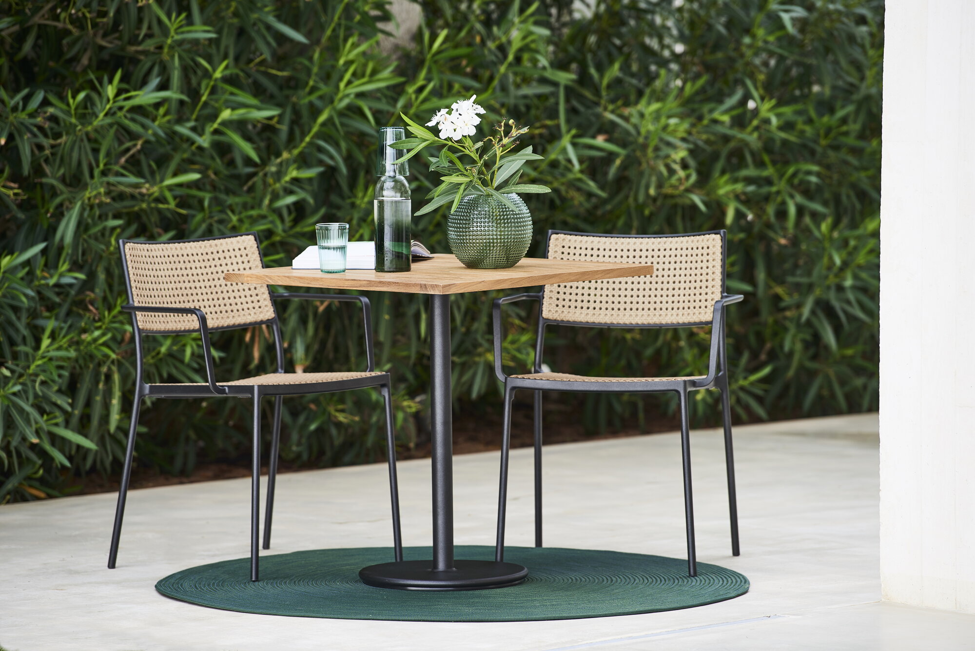 Cane-line Less armchair, stackble, grey - French weave natural ...