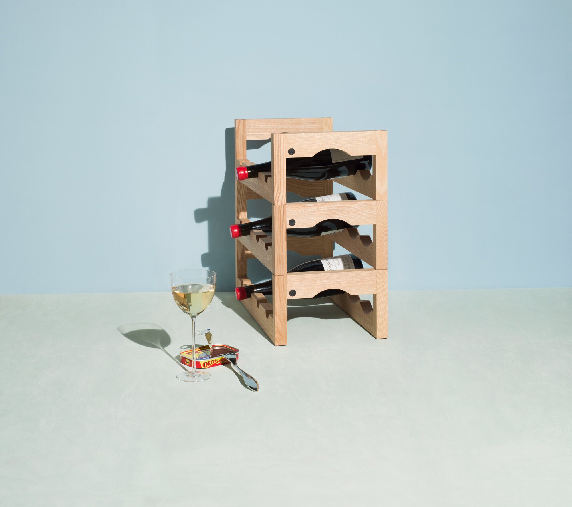 Massproductions Silo stackable wine rack, oiled ash | Finnish Design Shop