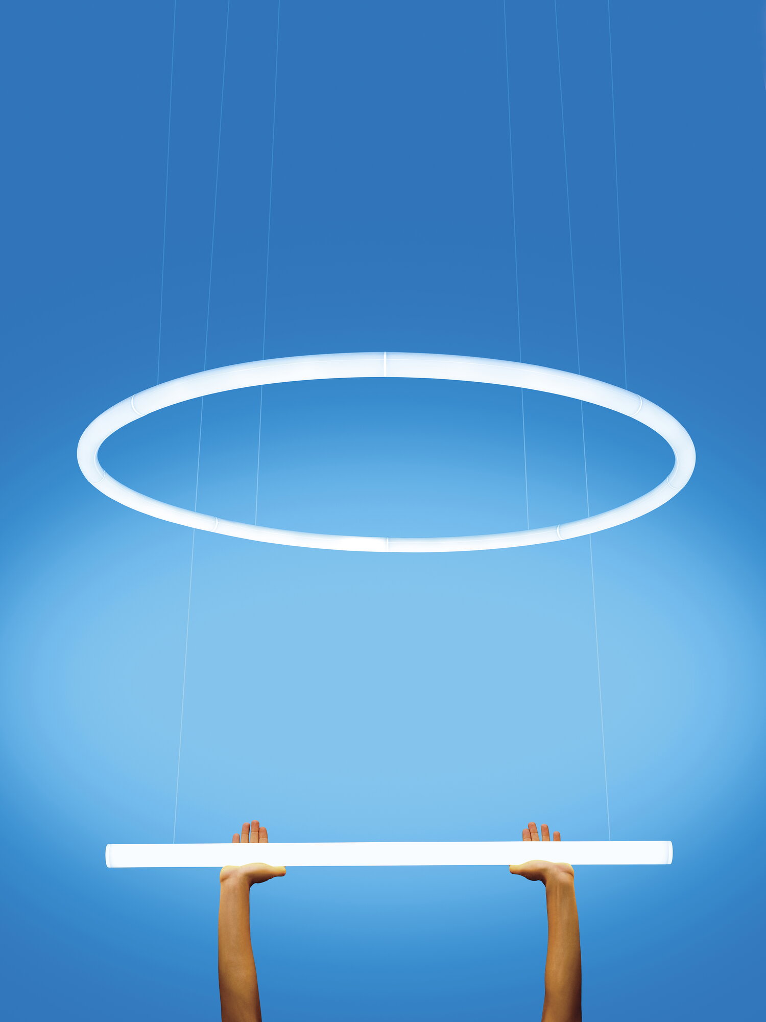 Artemide Alphabet of Light Linear suspension lamp, 180 cm, white ...