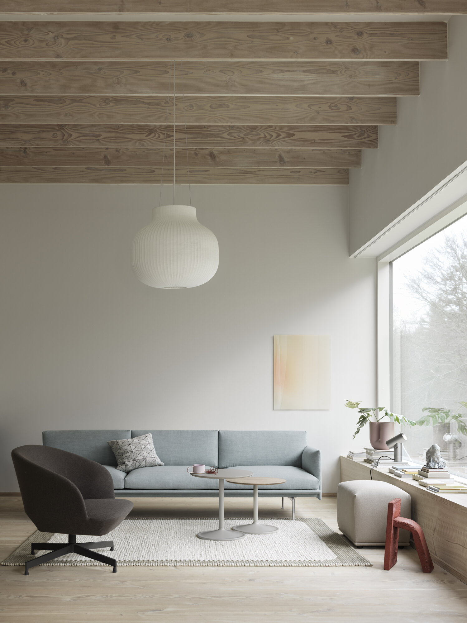 Muuto Soft coffee table, 75 cm, grey - solid oak | Finnish Design Shop
