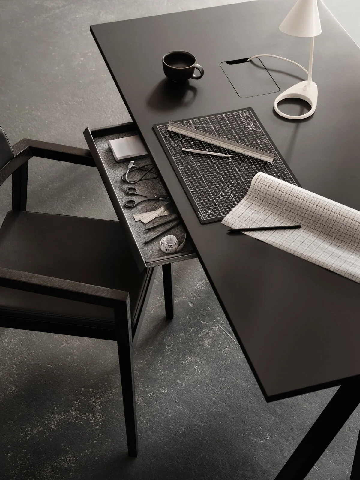 String Furniture String desk drawer, 61 x 30 cm, black | Finnish Design ...